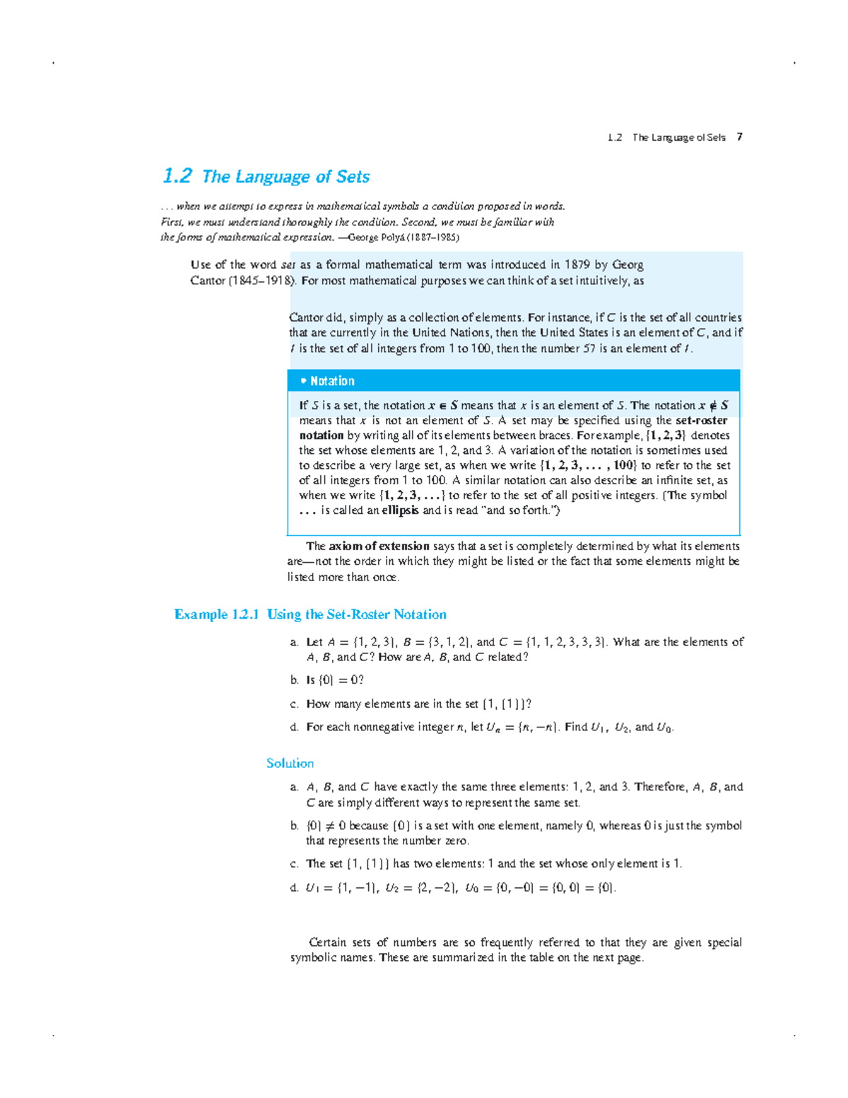 C1 2 languageofsets - This is a pdf lecture document. - 1 The Language of Sets 7 Notation If S ...