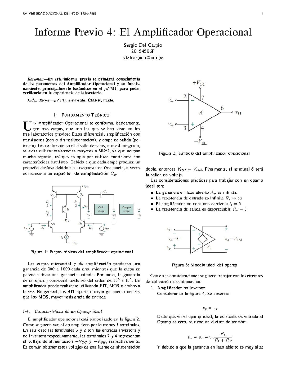 416788793 Previo 4 Electronicos II pdf - UNIVERSIDAD NACIONAL DE INGENIERIA-FIEE 1 Informe ...