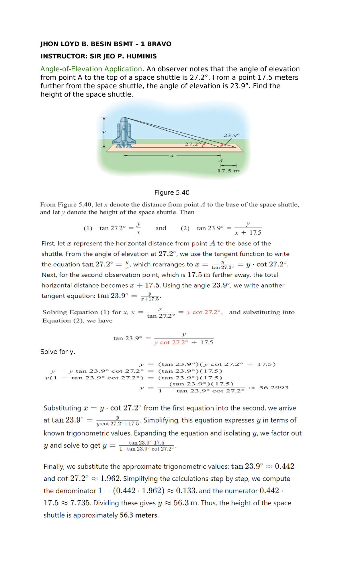 Problem Solving - Marine Transportation - JHON LOYD B. BESIN BSMT – 1 BRAVO INSTRUCTOR: SIR JEO ...