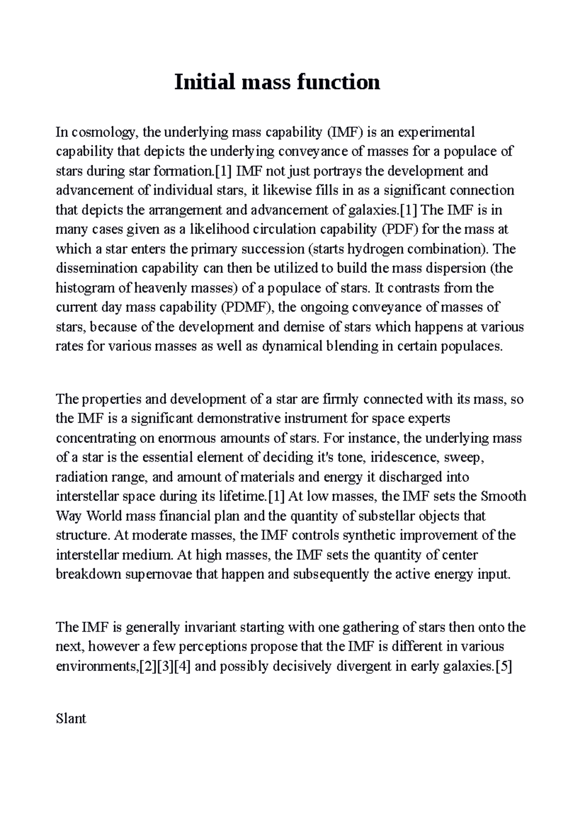 Initial mass function - Ifah - Initial mass function In cosmology, the ...