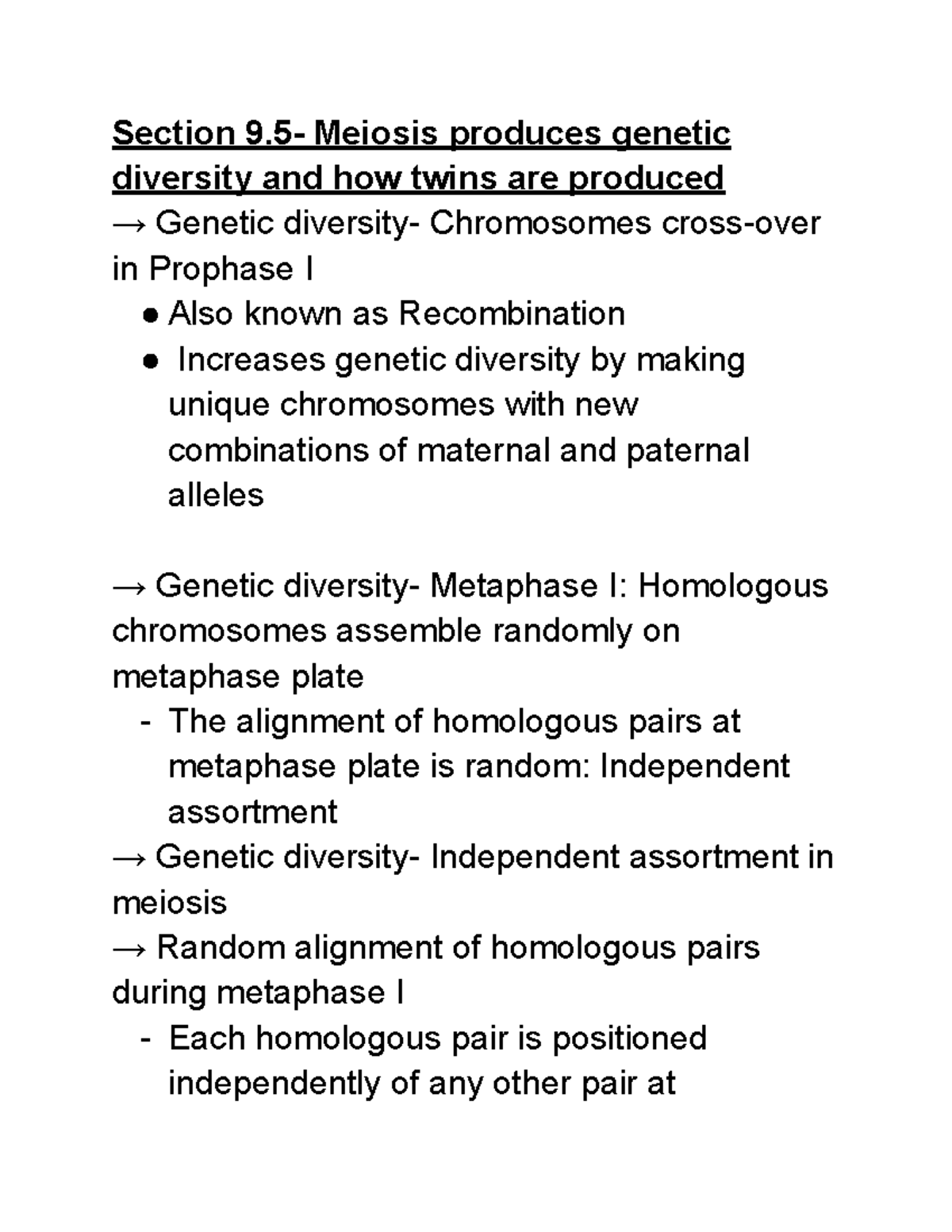 Chapter 9 Section 5 and 7 - Section 9- Meiosis produces genetic ...