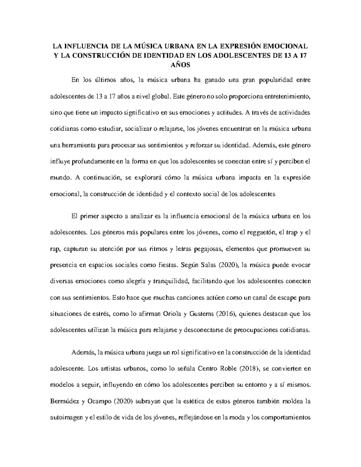 Expositivo - werwerwerwer - LA INFLUENCIA DE LA MÚSICA URBANA EN LA ...