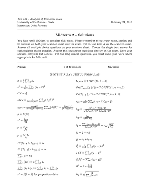 Tutorial 5 Solutions MH3500 Notes - MH3500 Statistics Tutorial Problems ...