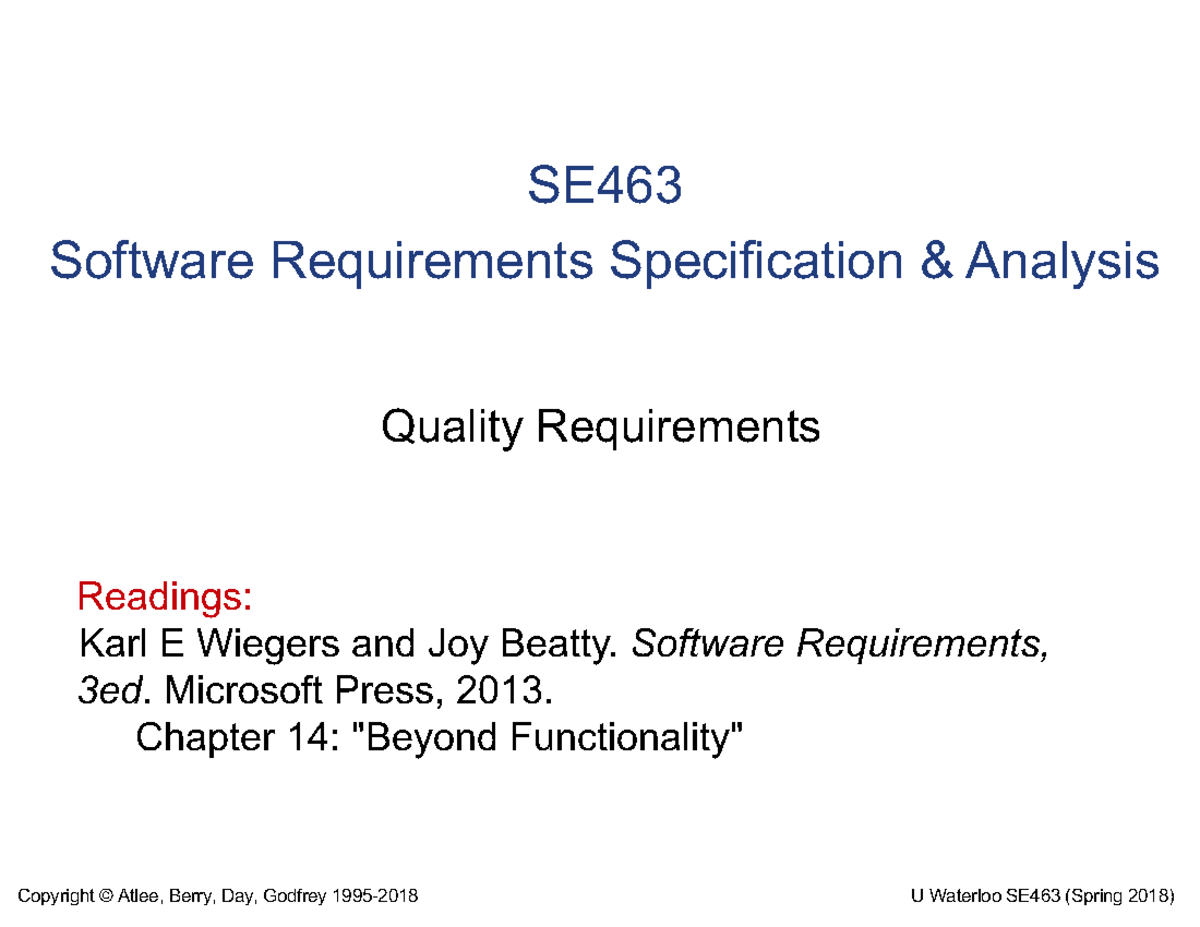 11 Quality Req - intro to software engineering - SE Software ...