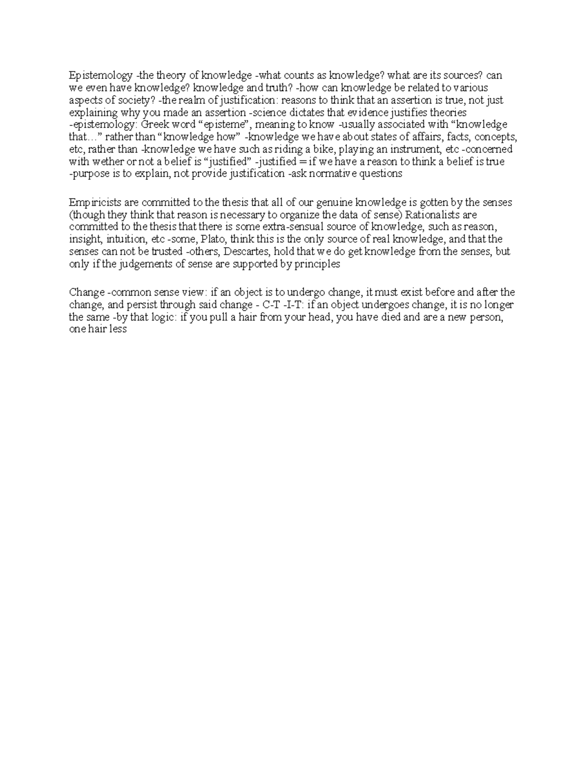 Pp111 notes pt 8 - Epistemology -the theory of knowledge -what counts ...