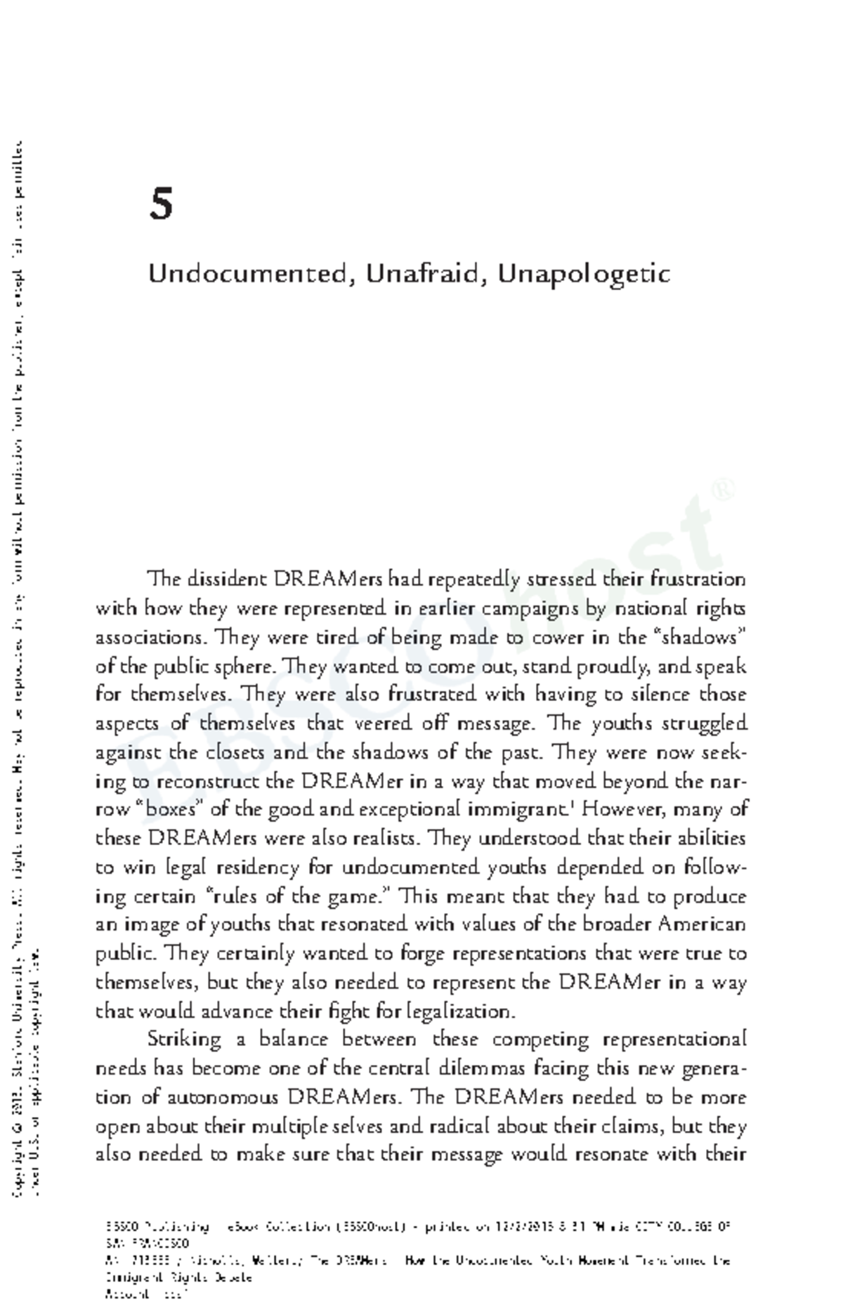 Dreamer Ch 5 - Reading on digital media for the class - 5 Undocumented ...