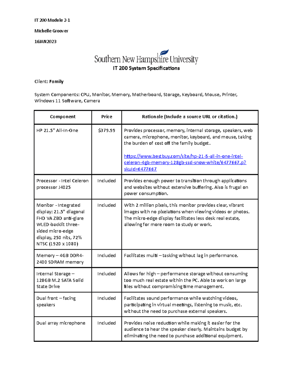 IT 200 Module 2-1 Constructing a Computer System - IT200 - SNHU - Studocu