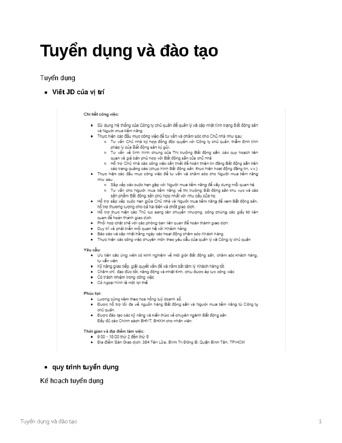 Tuyn dng v o to - Tuyển dụng nguồn nhân lực - Tuyển dụng và đào tạo Tuyển dụng Viết JD của vị ...