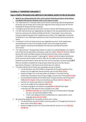 Consti III Tutorial 2 Topic 3 - Tutorial 2 Topic 3: The Federal Legislature What do you ...