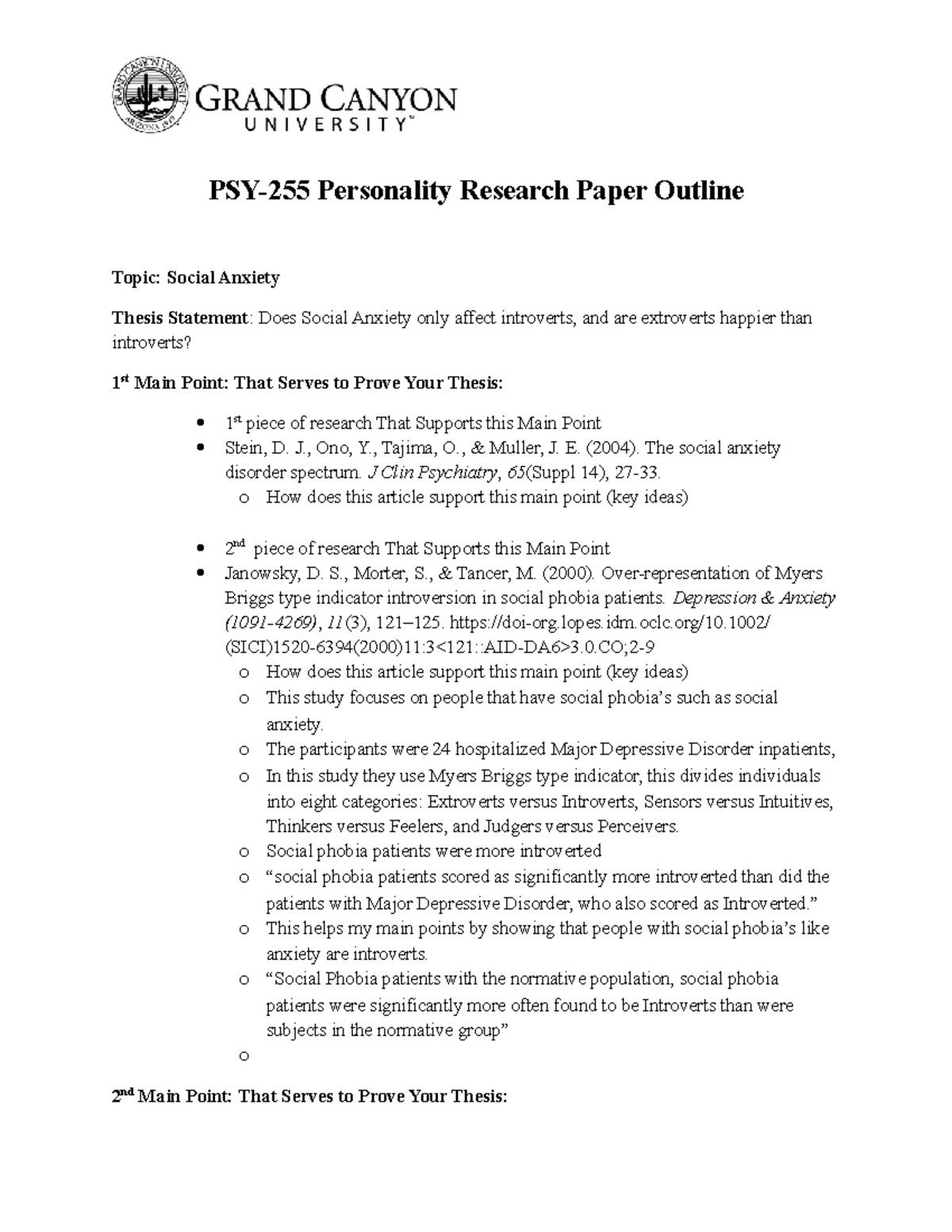 PSY255-RS-Outline Templatee - PSY-255 Personality Research Paper ...