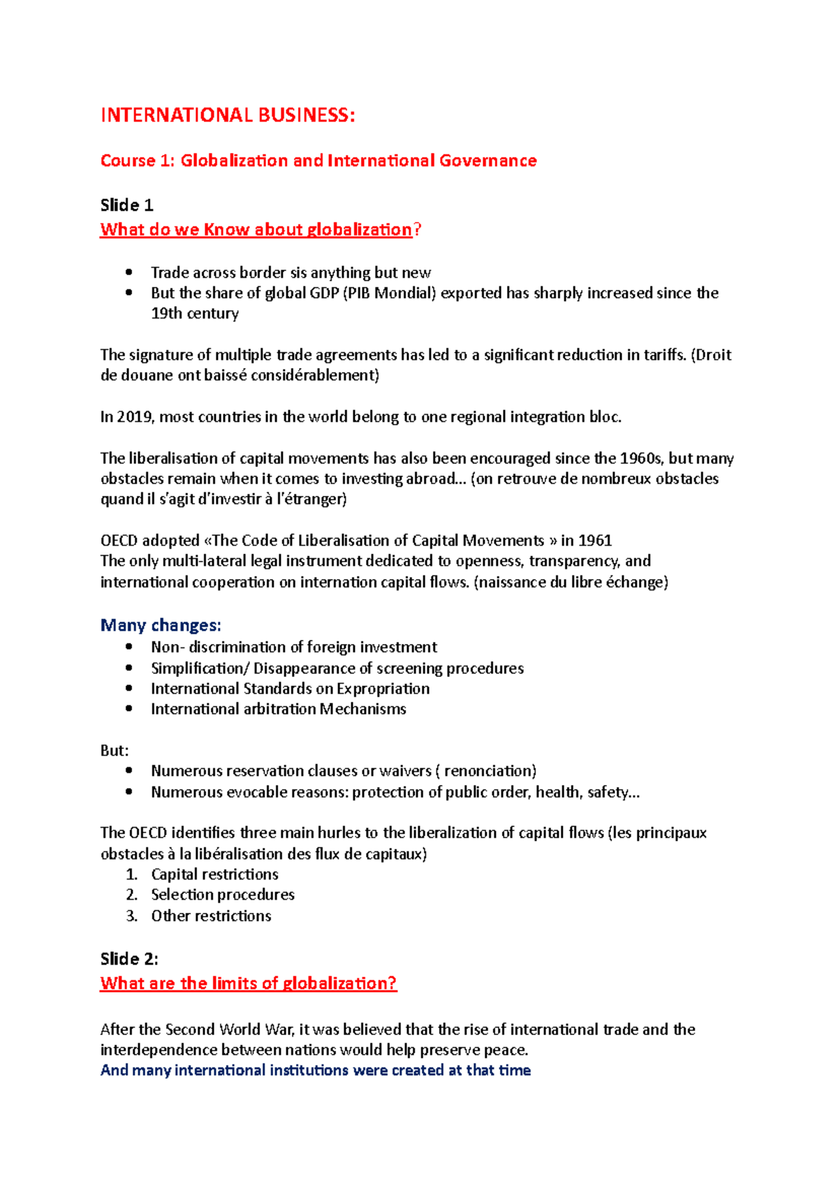 International Business resume - INTERNATIONAL BUSINESS: Course 1 ...