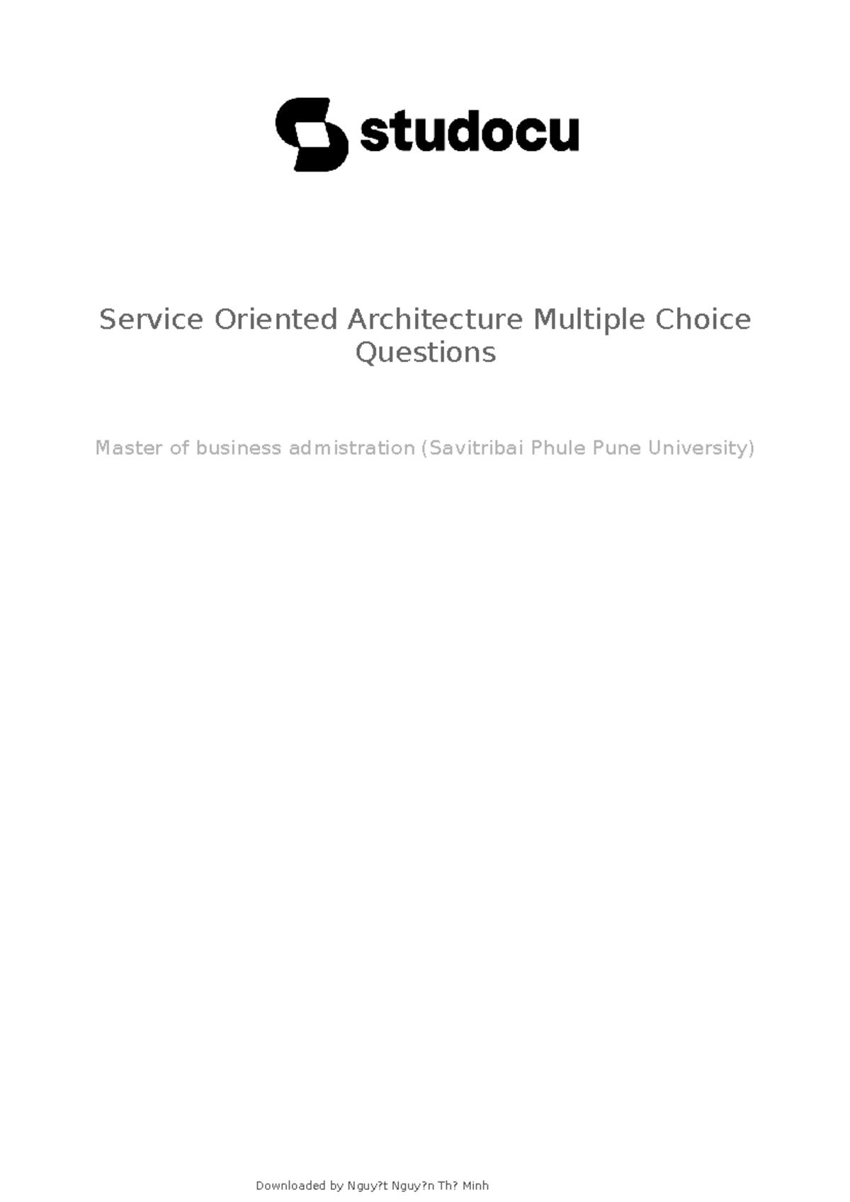 Service Oriented Architecture Multiple Choice Questions Service Oriented Architecture Multiple