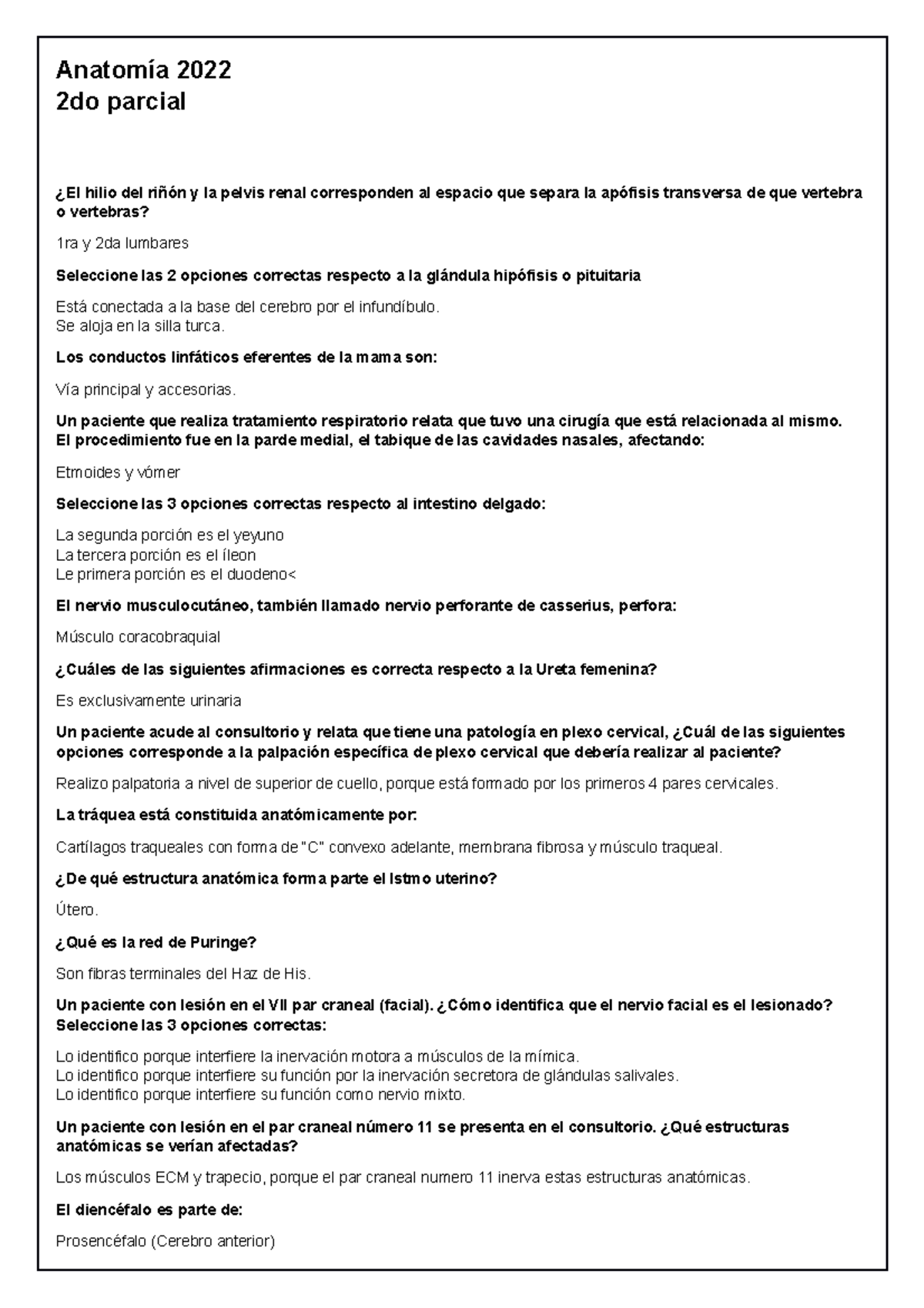 2 parcial Anatomía 2022 TO 8-07 - Anatomía 2022 2do parcial ¿El hilio del riñón y la pelvis ...