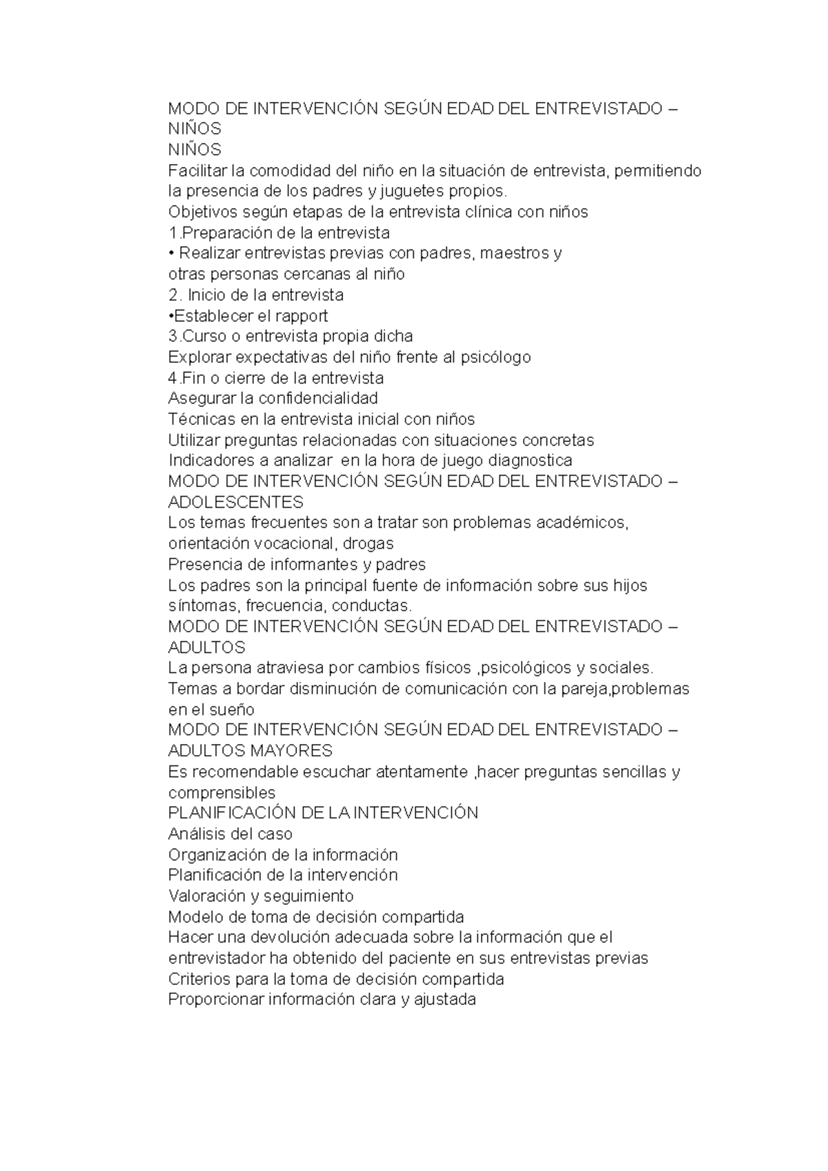 Técnicas Directivas O DE Influencia - MODO DE INTERVENCIÓN SEGÚN EDAD ...