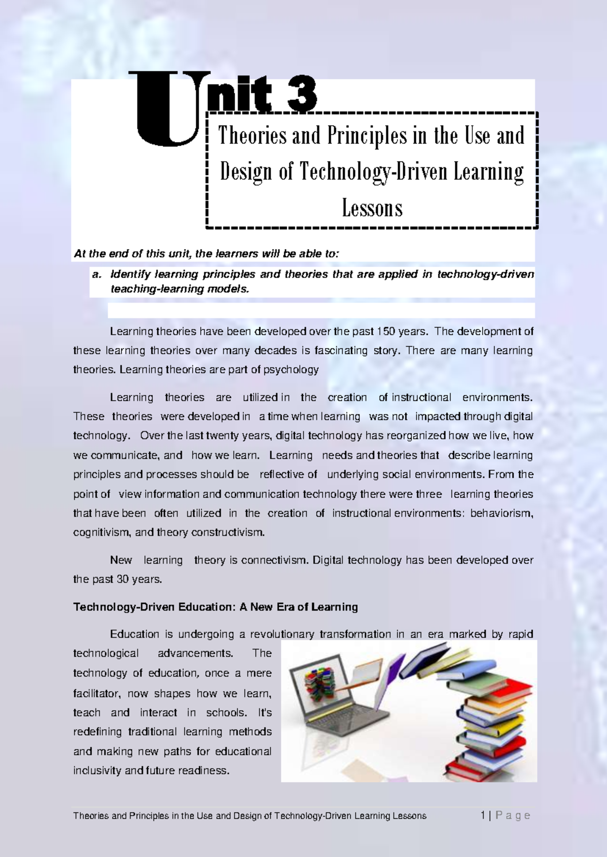 UNIT 3 Theories and Principles in the Use and Design of Technology ...