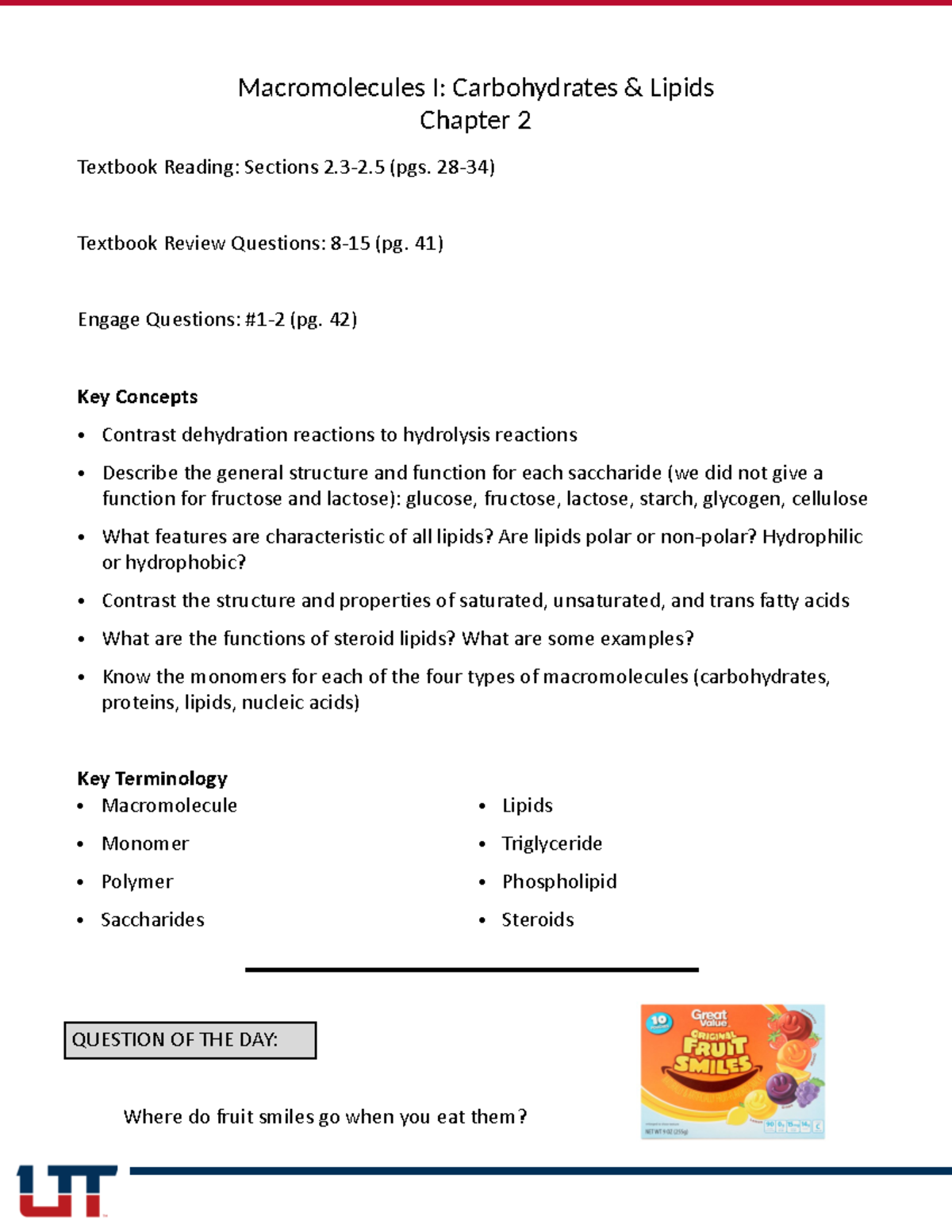 (4) Macromolecules I - Ch 2 Notes - Macromolecules I: Carbohydrates ...