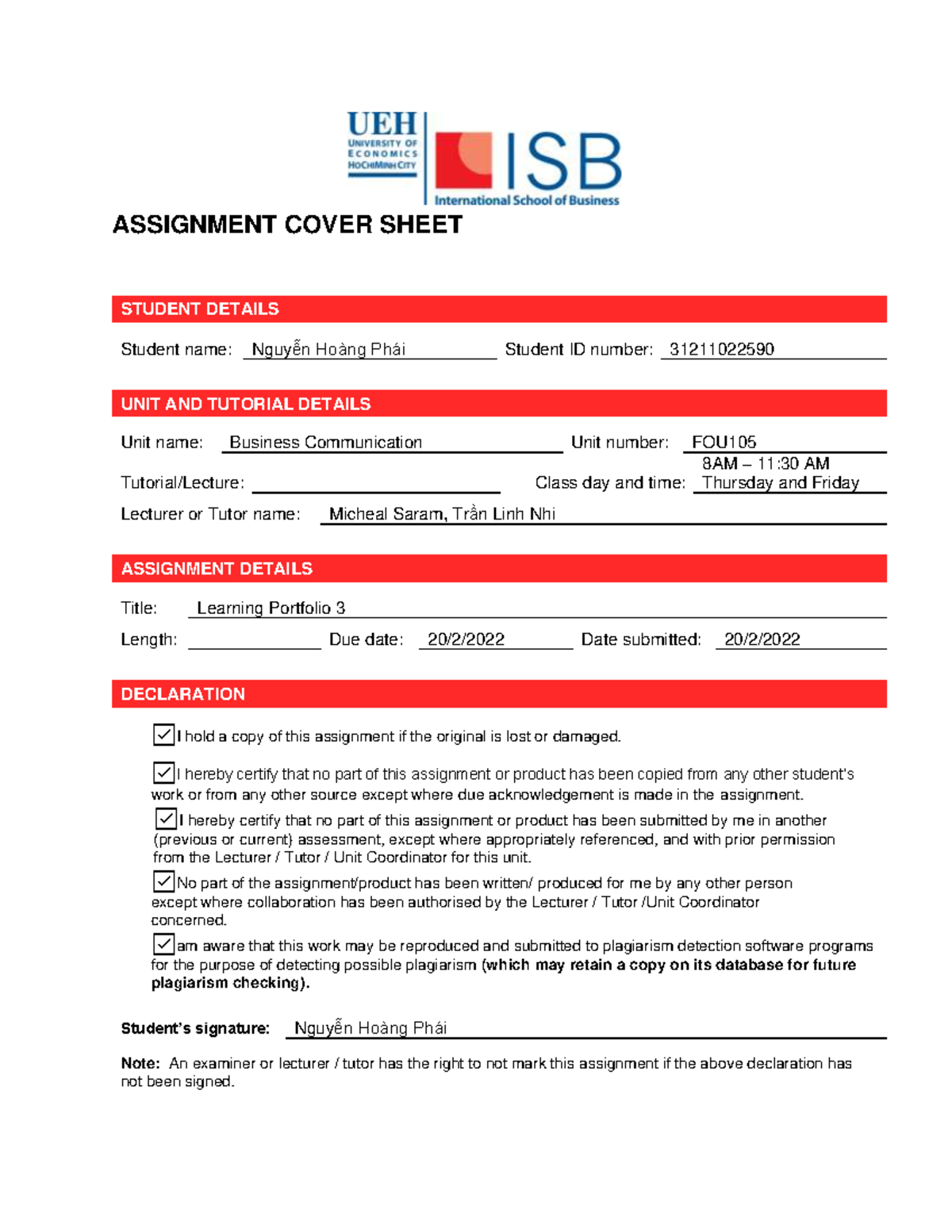 LP3 - Nguyen Hoang PHAI - 31211022590 - BC14 - ASSIGNMENT COVER SHEET ...