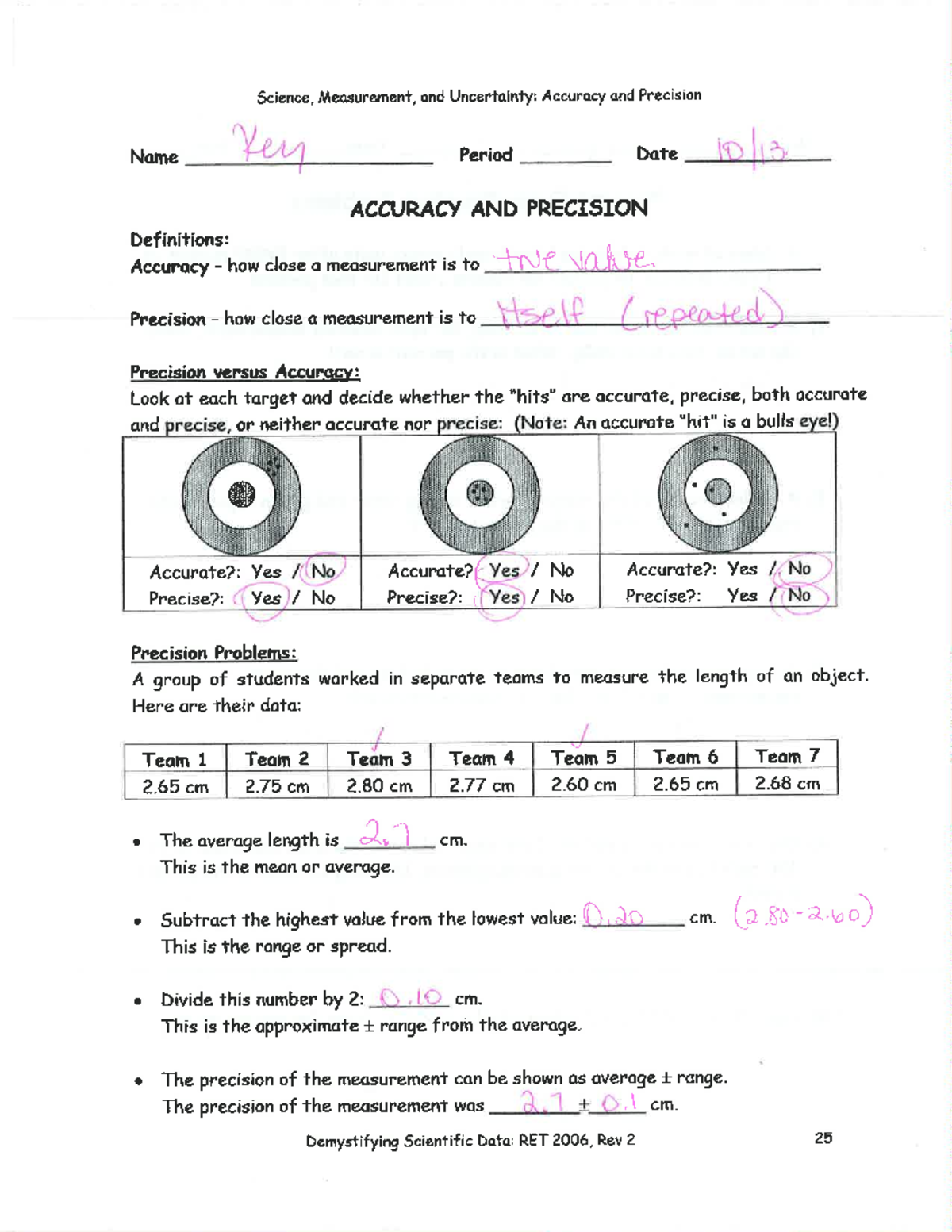 Practice sheets for meas 001 - Science, Measurement, and Uncertainty ...