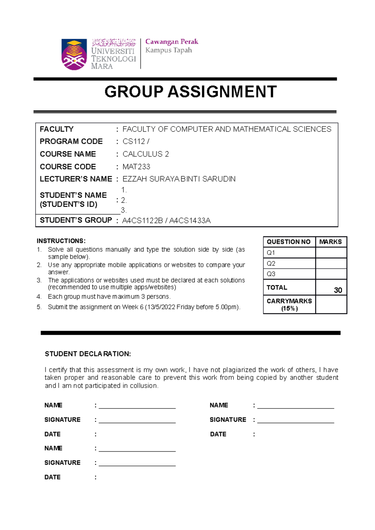 Group Project MAT233 - I upload this just to unlock the premium content ...