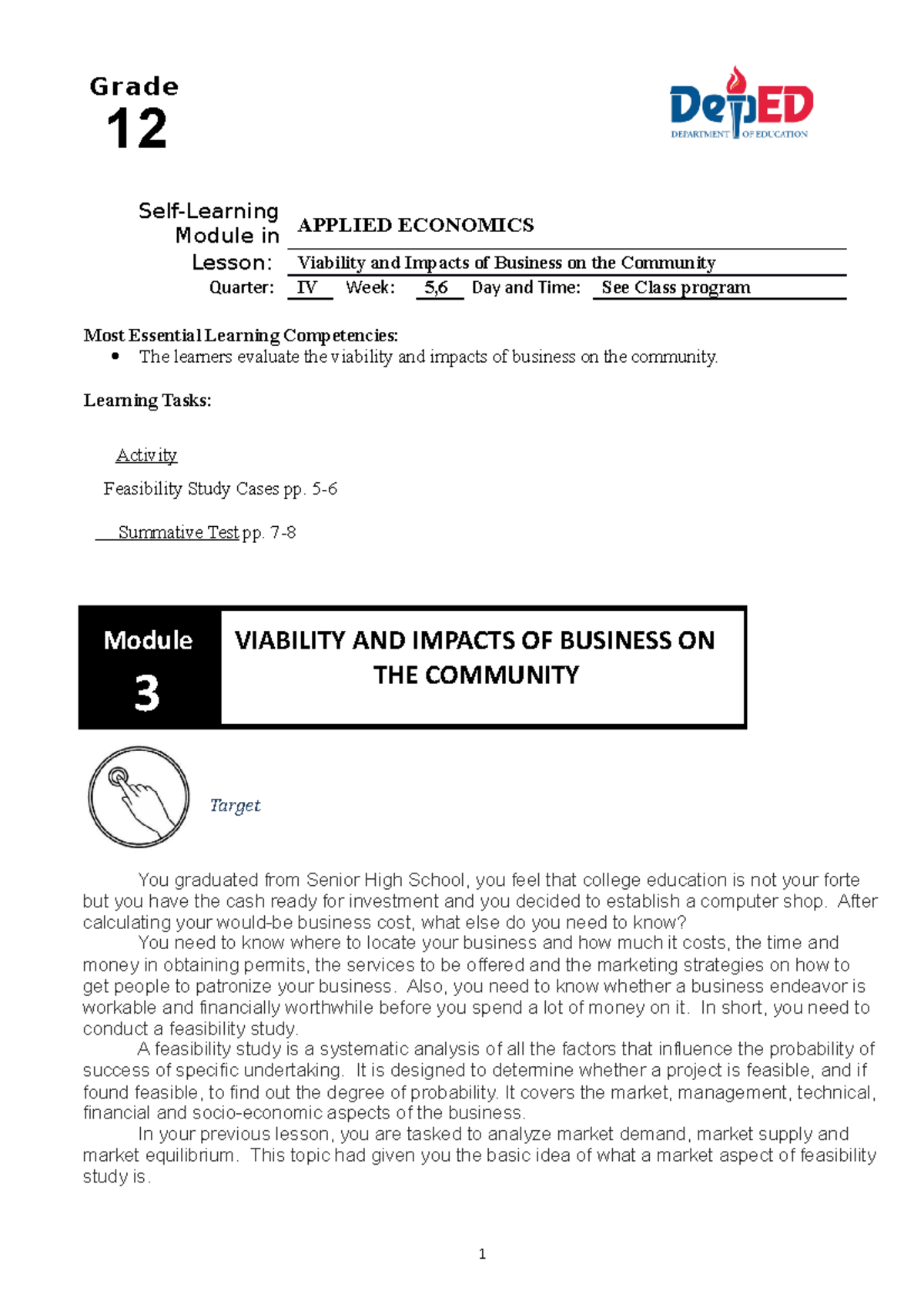 Applied- Economics-Q4-mod-3-2022 ans - Self-Learning Module in APPLIED ...