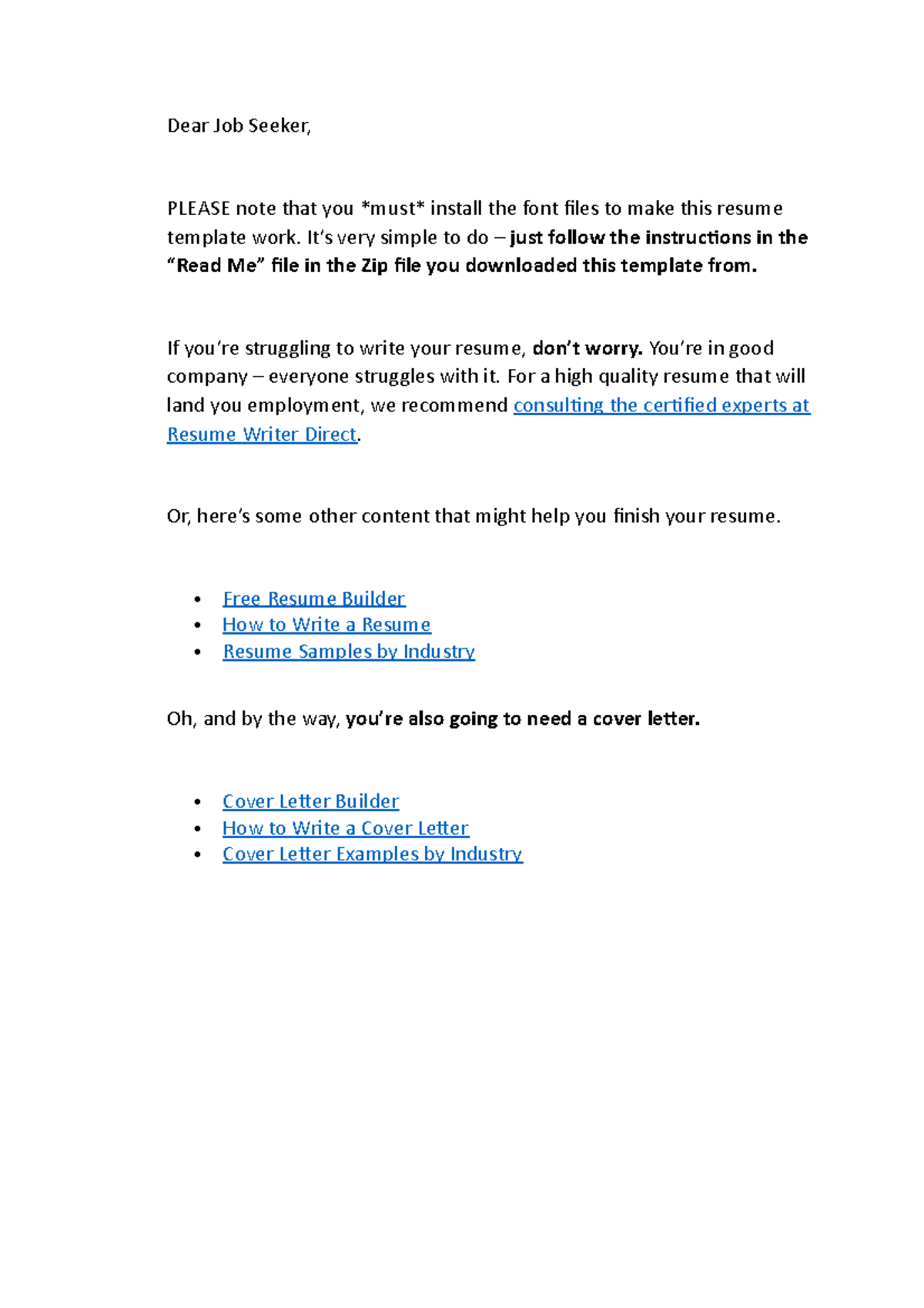 Dear Job Seeker - none - Dear Job Seeker, PLEASE note that you must ...