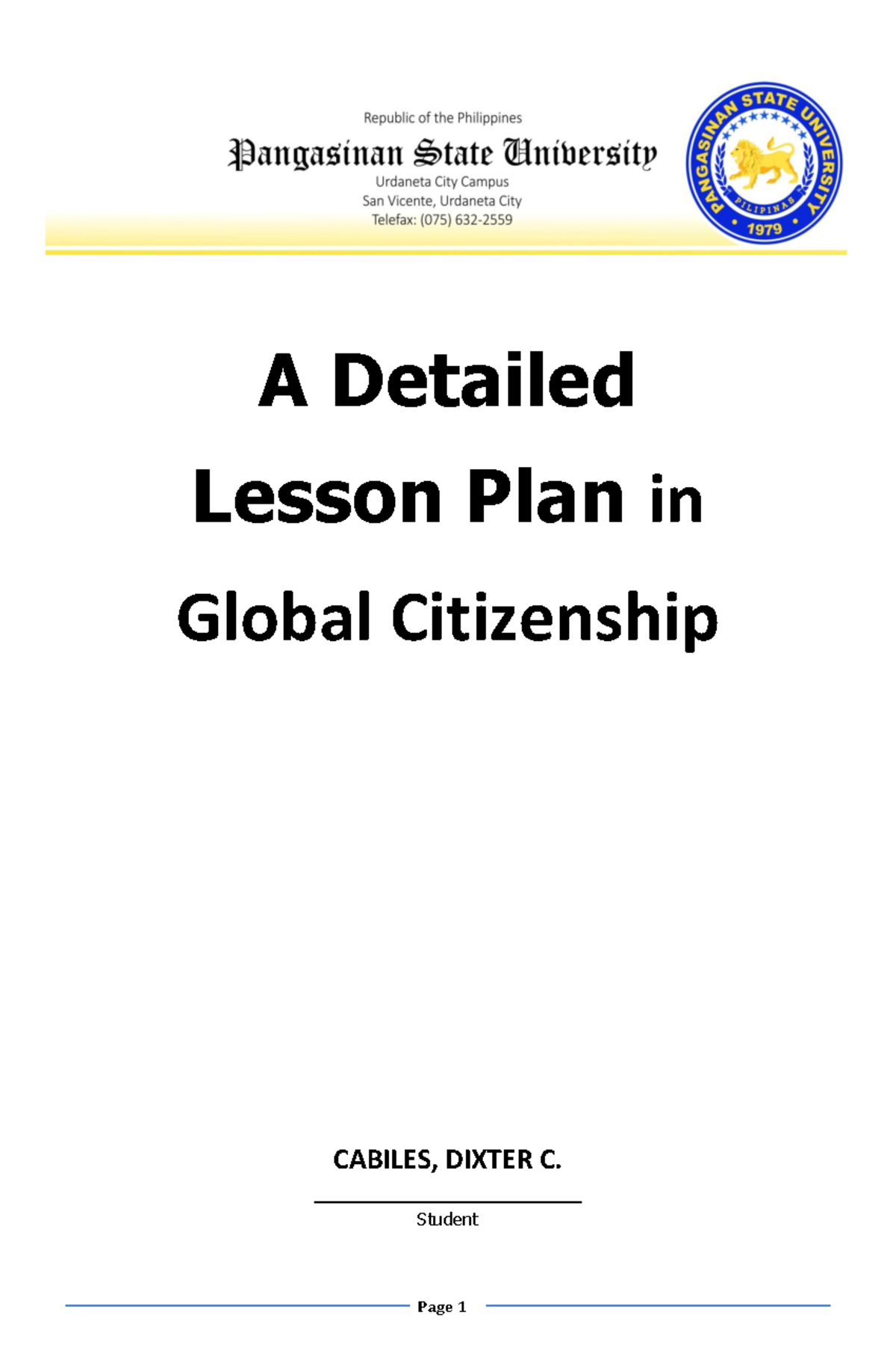 Global Civil Society Cabiles Dixter C - A Detailed Lesson Plan in ...