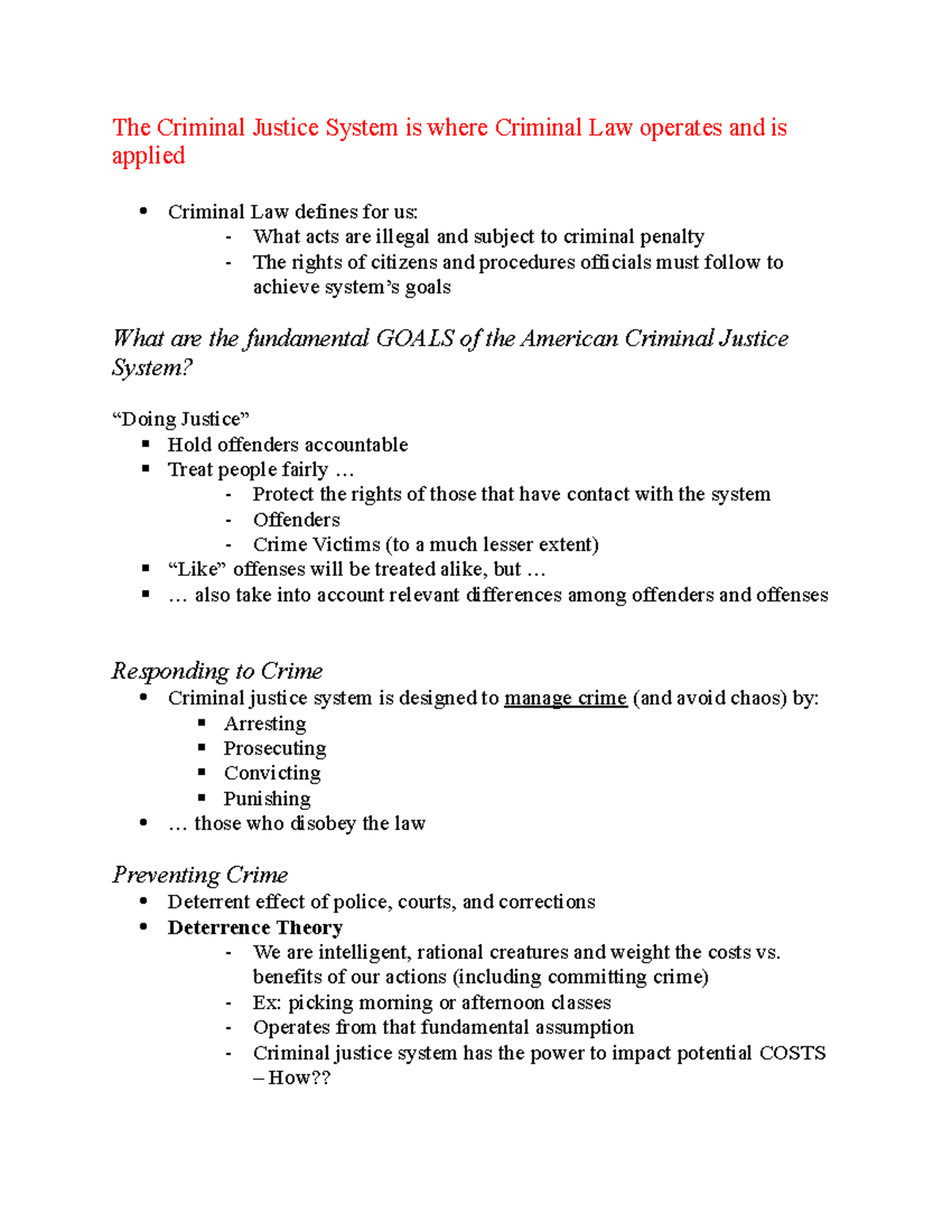 crmj 254 notes: week 2 - The Criminal Justice System is where Criminal ...