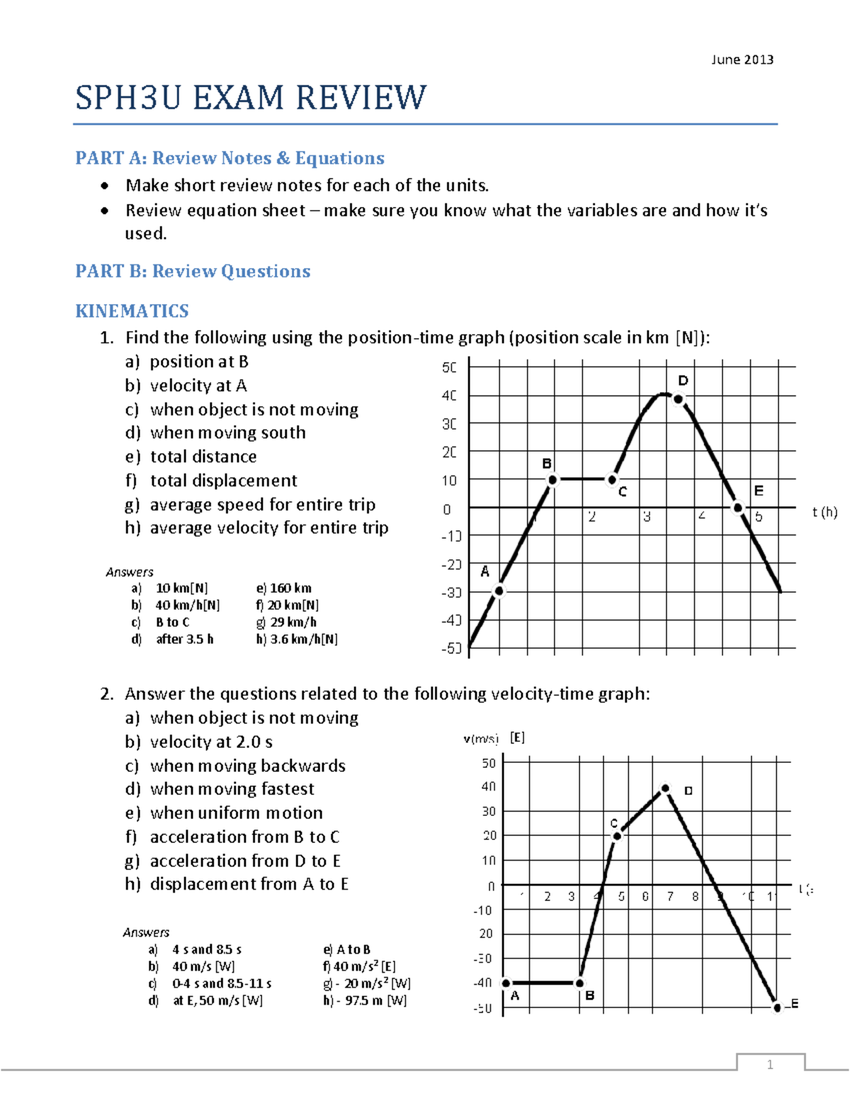 SPH3UExam Review - SPH3U EXAM REVIEW PART A: Review Notes & Equations ...