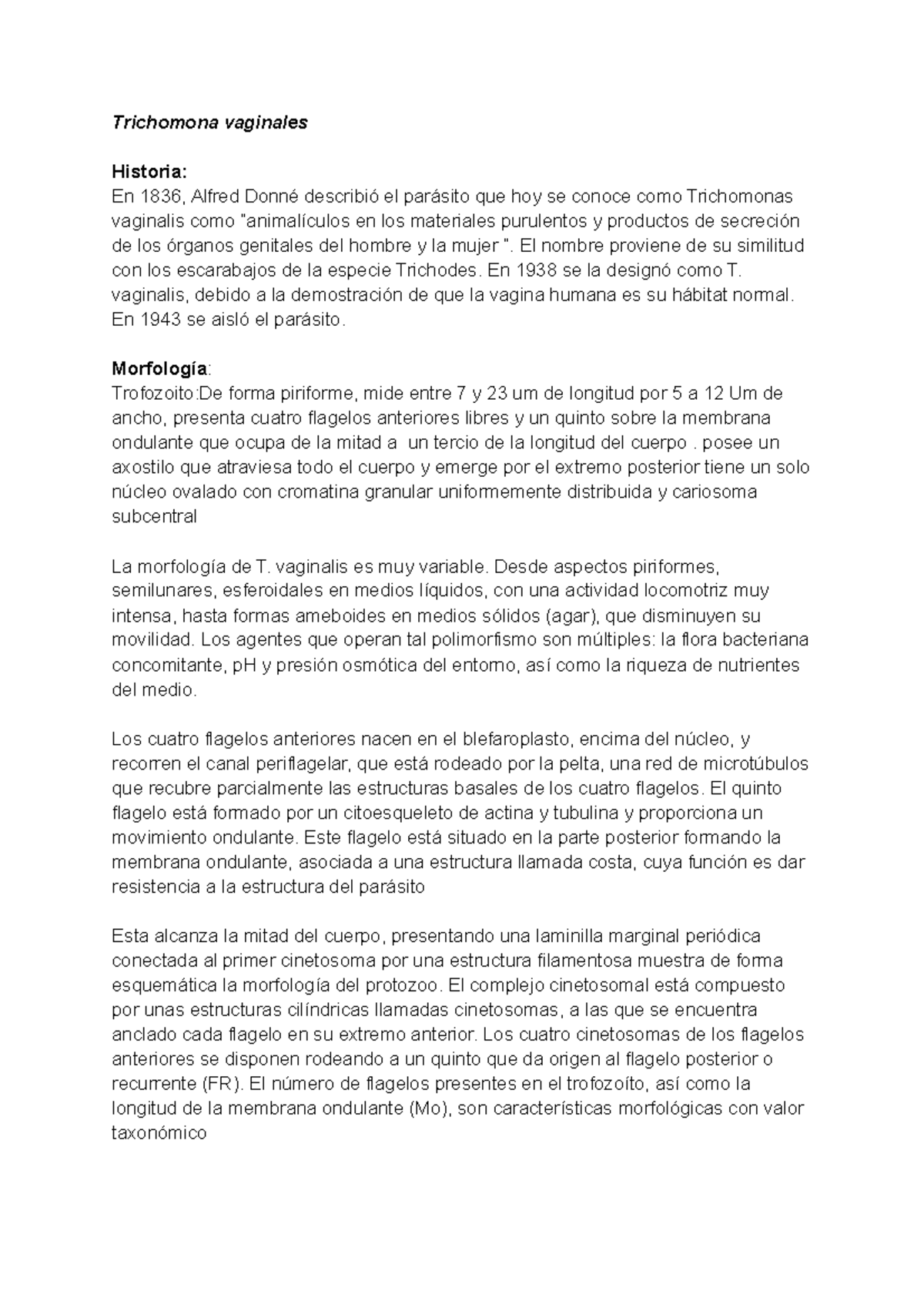 Teoria parasito 6 - Trichomona vaginales Historia: En 1836, Alfred ...