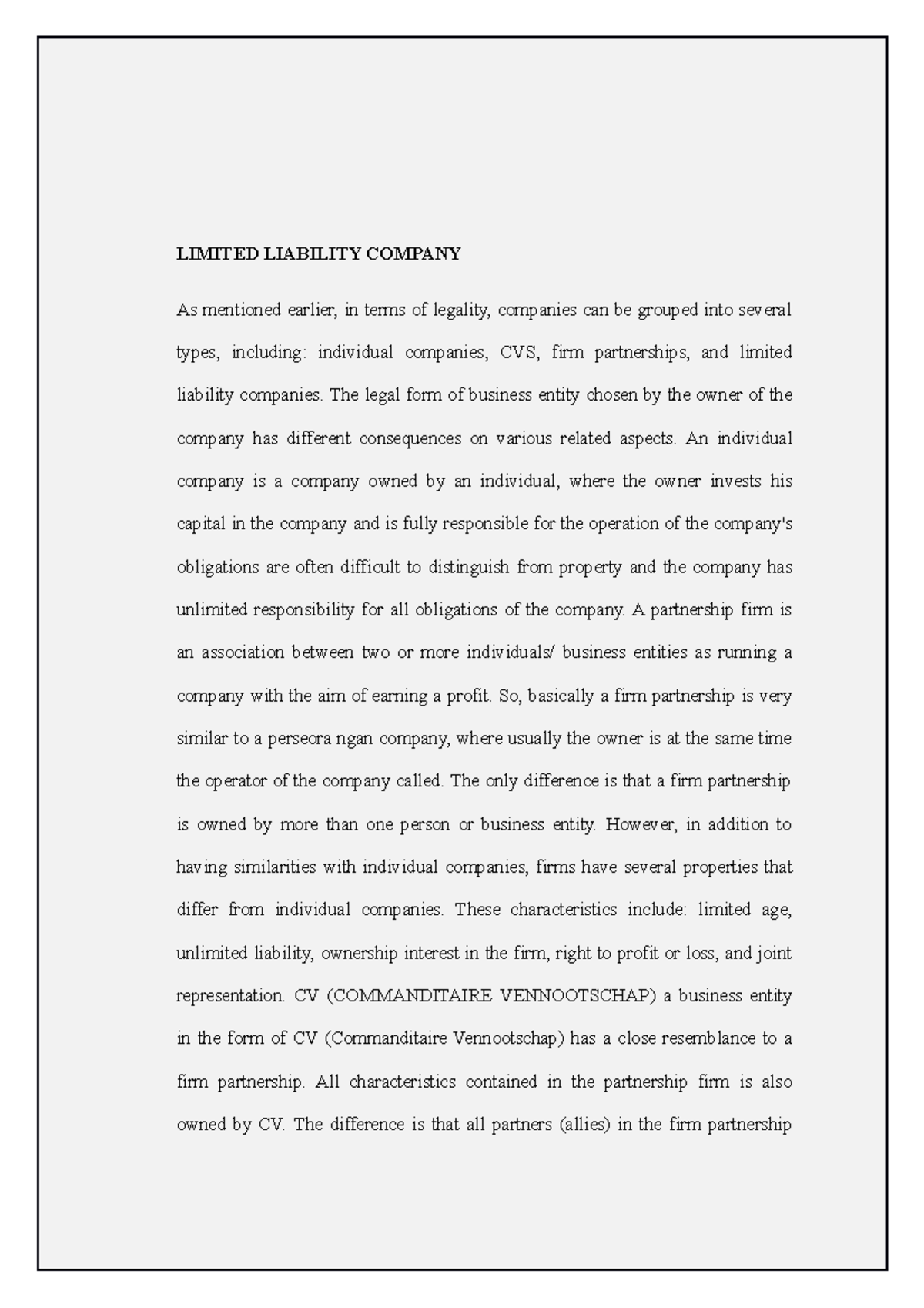 Documents Notes Accounting - Limited Liability Company - LIMITED ...