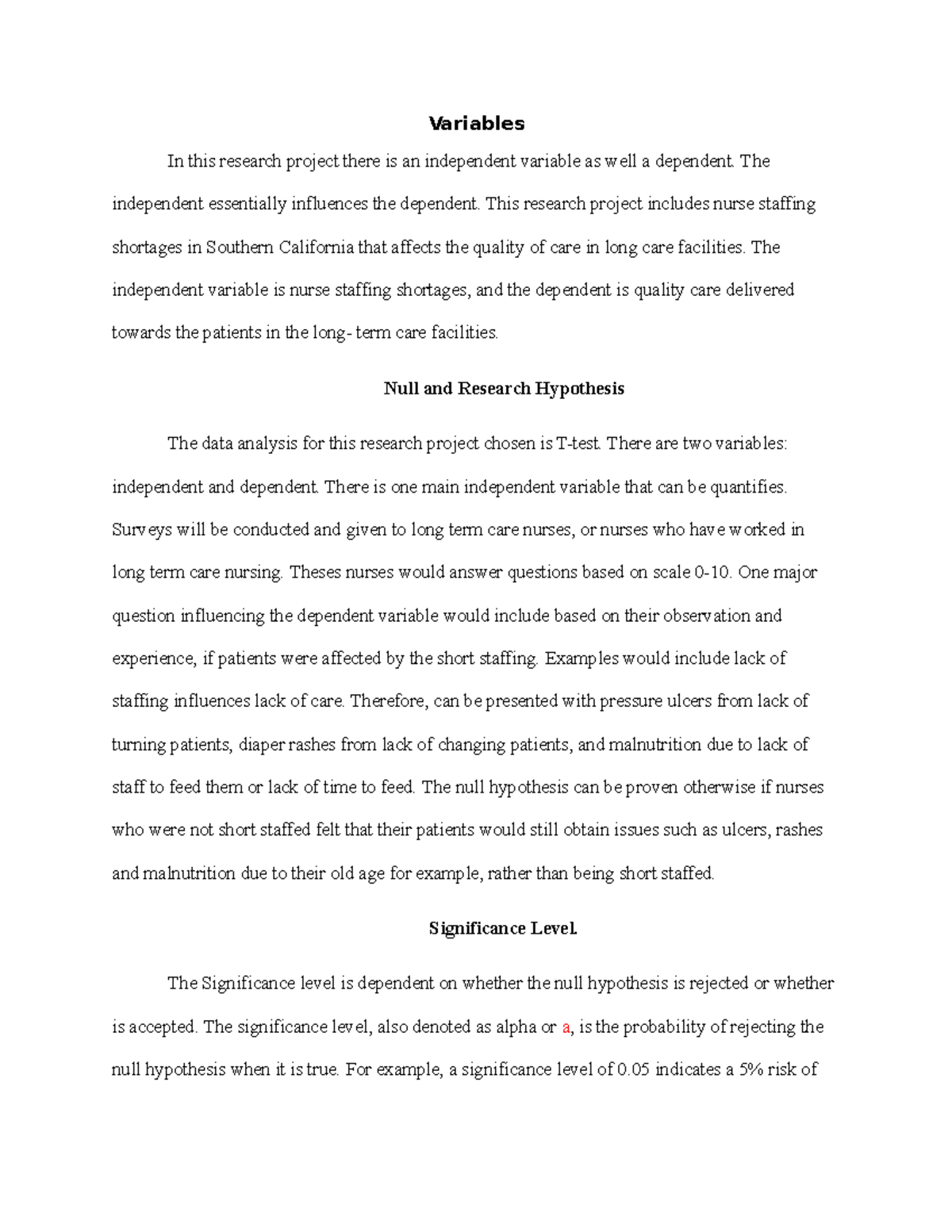 Nurs 530 research paper - Variables In this research project there is ...