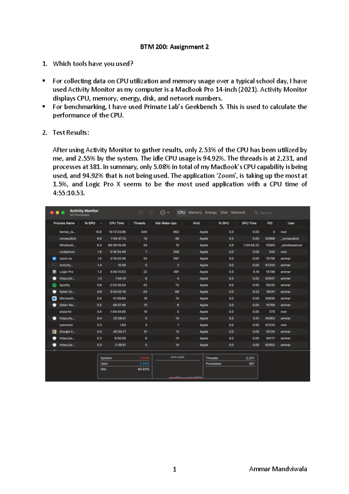 BTM 200 - Assignment 2 - 1 Ammar Mandviwala BTM 200: Assignment 2 Which tools have you used ...