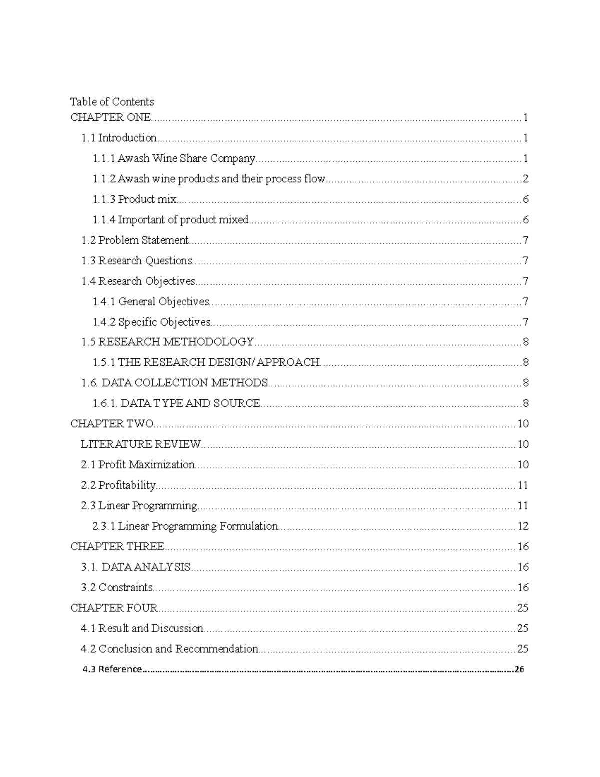 OR term paper final 2222 - Table of Contents CHAPTER - Studocu