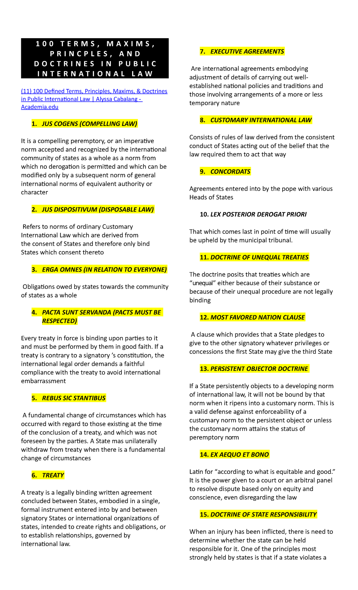 Doctrines IN Pilaw - 1 0 0 T E R M S , M A X I M S , P R I N C P L E S ...