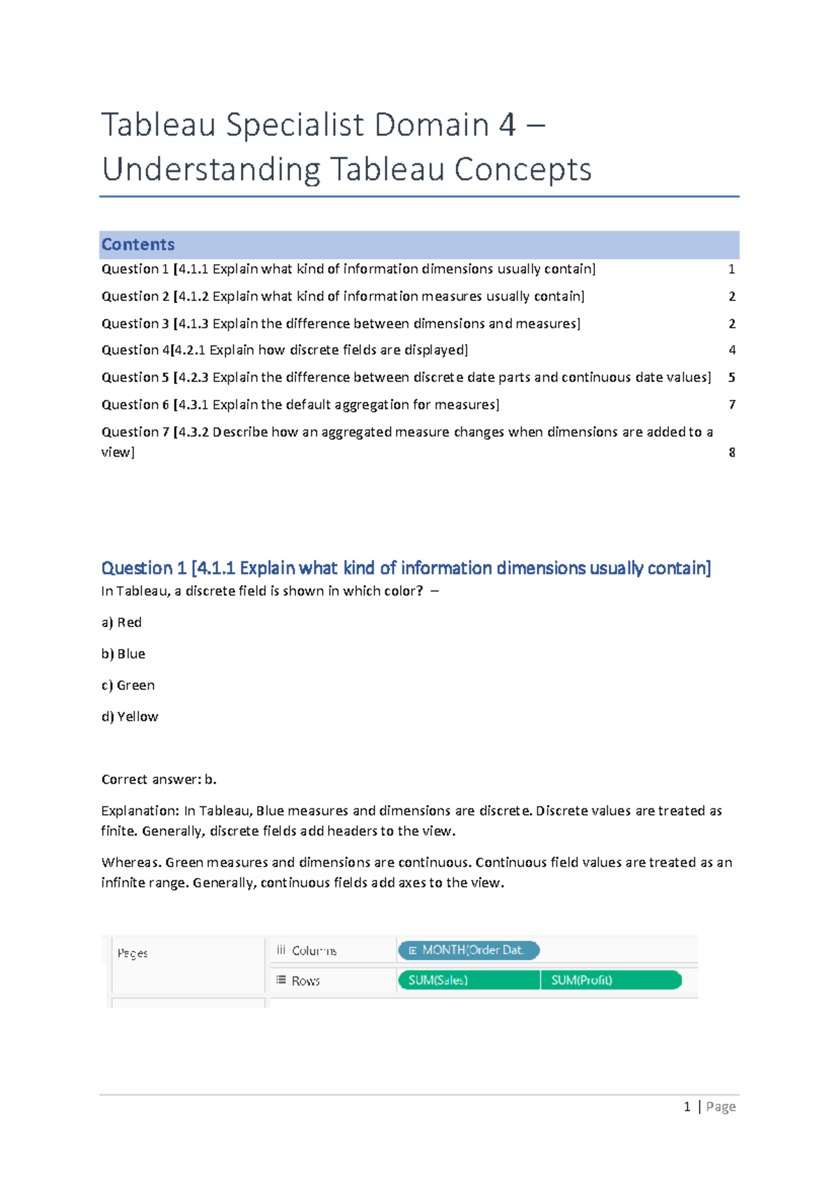 Domain 4 Understanding Tableau Concepts - Tableau Specialist Domain 4 – Understanding Tableau ...