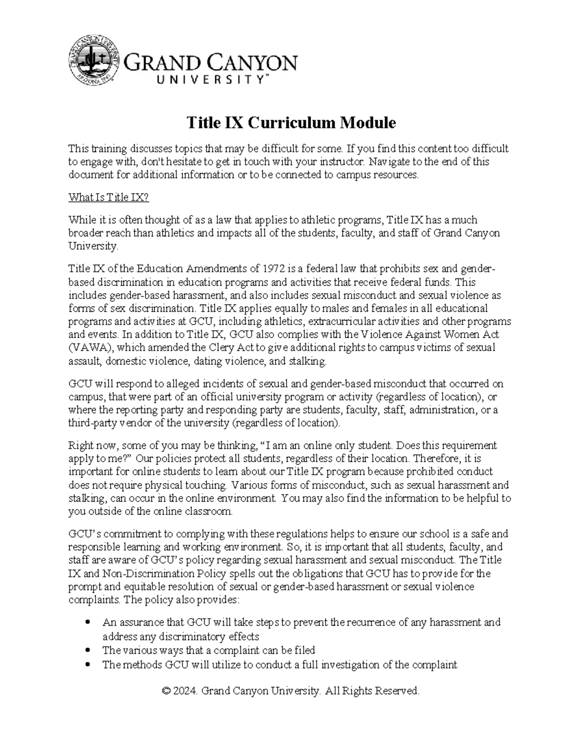 UNV-103-RS-Title IX Curriculum Module 2022 - Title IX Curriculum Module ...