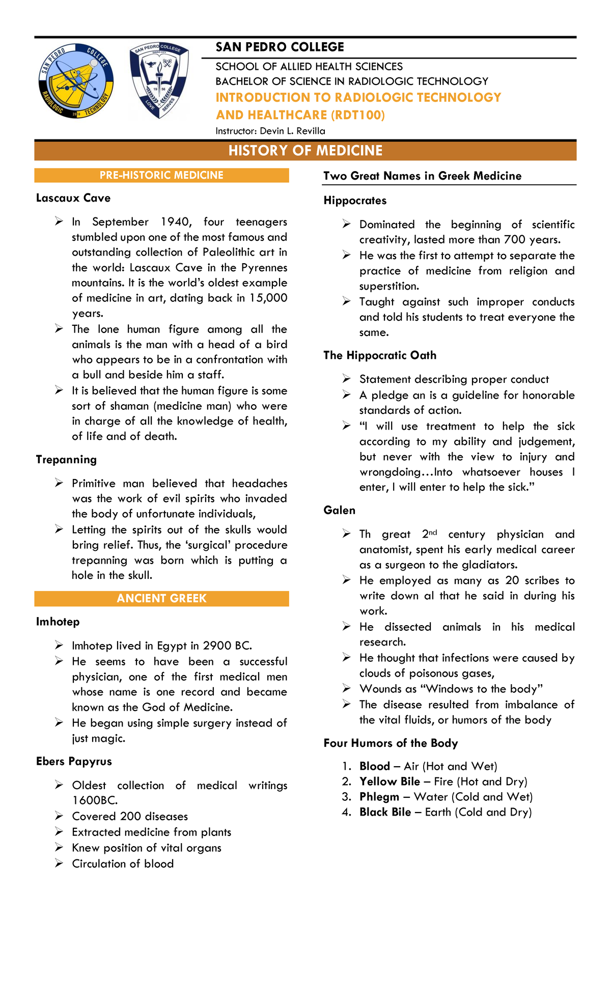 RDT100 Midterms Reviewer (RDT-1B) - SCHOOL OF ALLIED HEALTH SCIENCES ...
