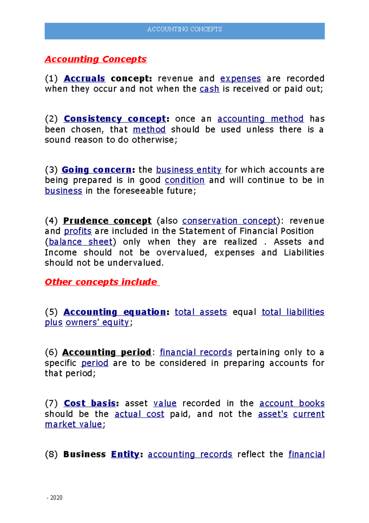 Closing inventory - Accounting Concepts (1) Accruals concept: revenue ...