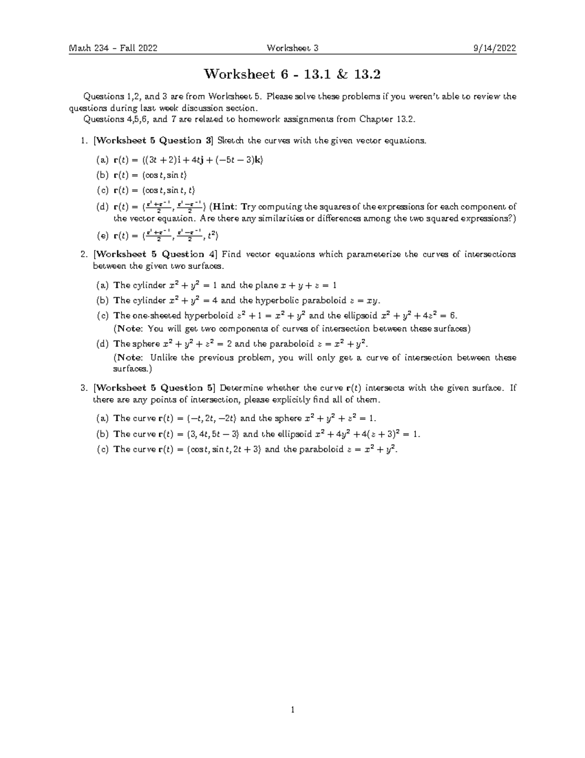 Week4-MTu-Abridged - Worksheet w solutions - Math 234 – Fall 2022 ...