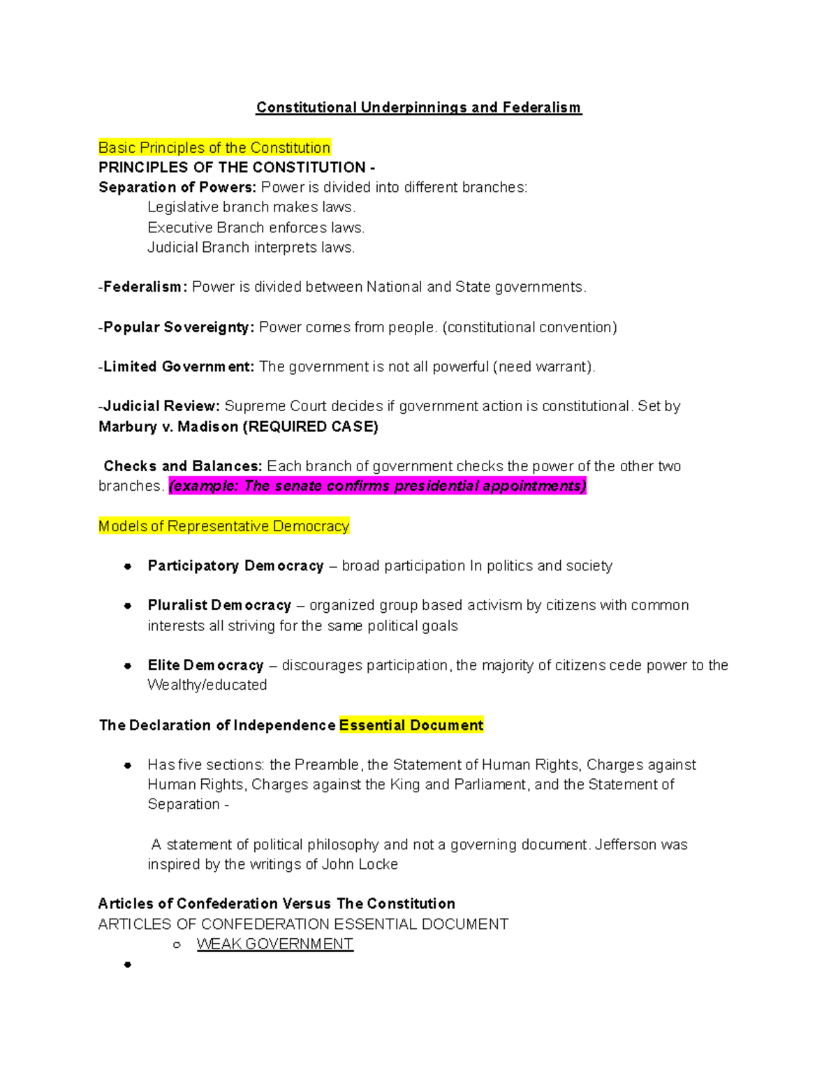 Students Constitutional Underpinnings and Federalism - Constitutional ...