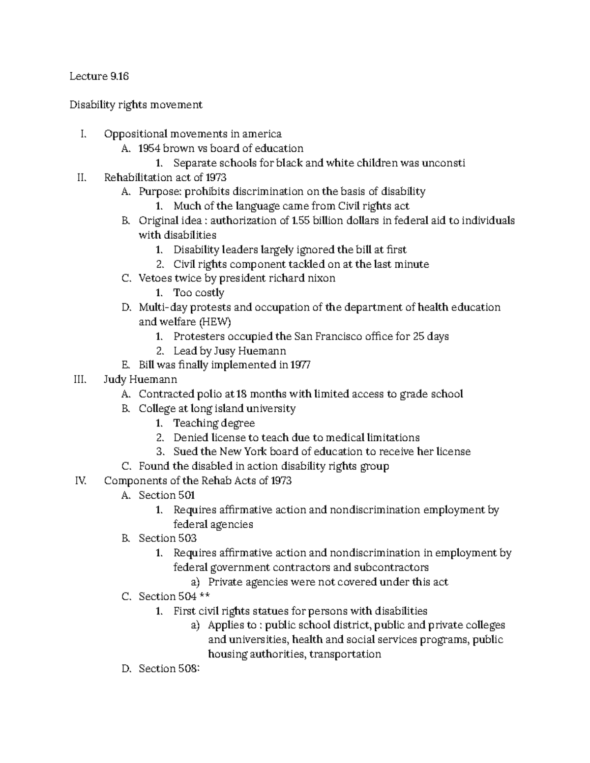 Disability Rights Movement - Lecture 9. Disability rights movement I ...