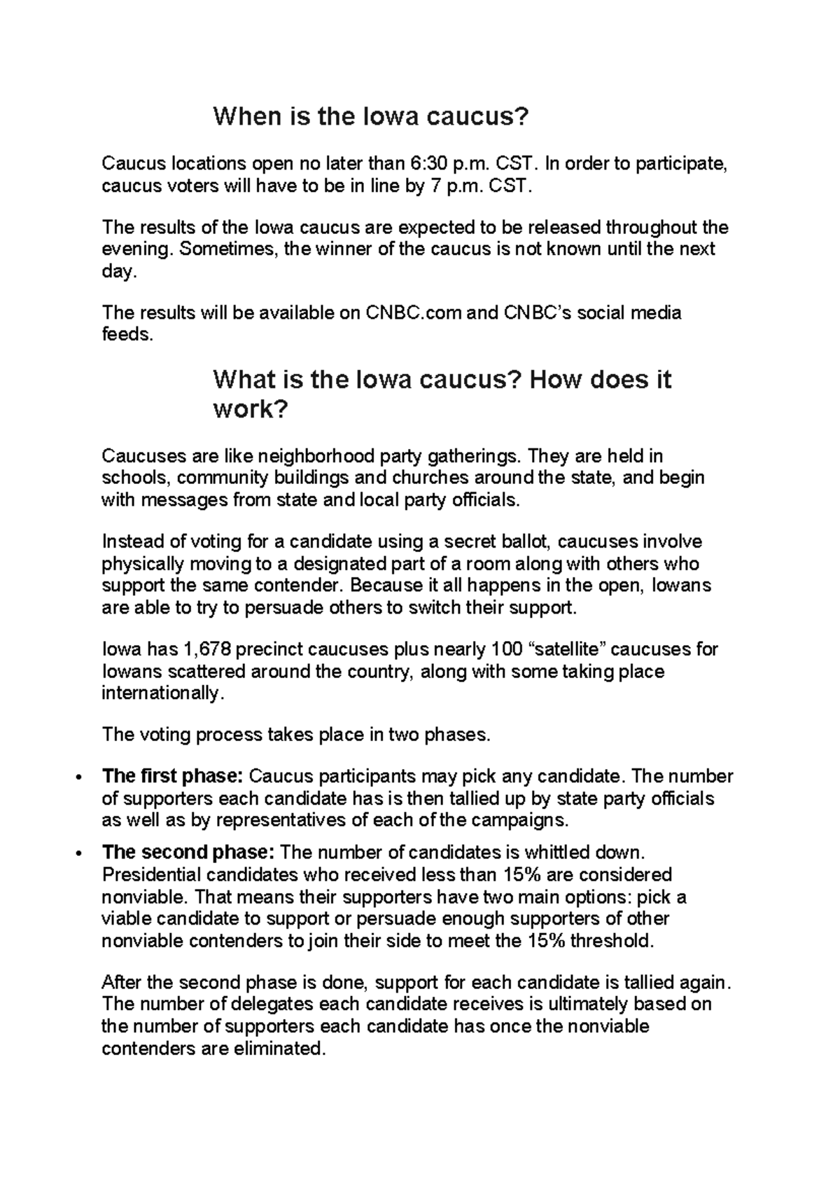 When is the Iowa caucus - When is the Iowa caucus? Caucus locations ...