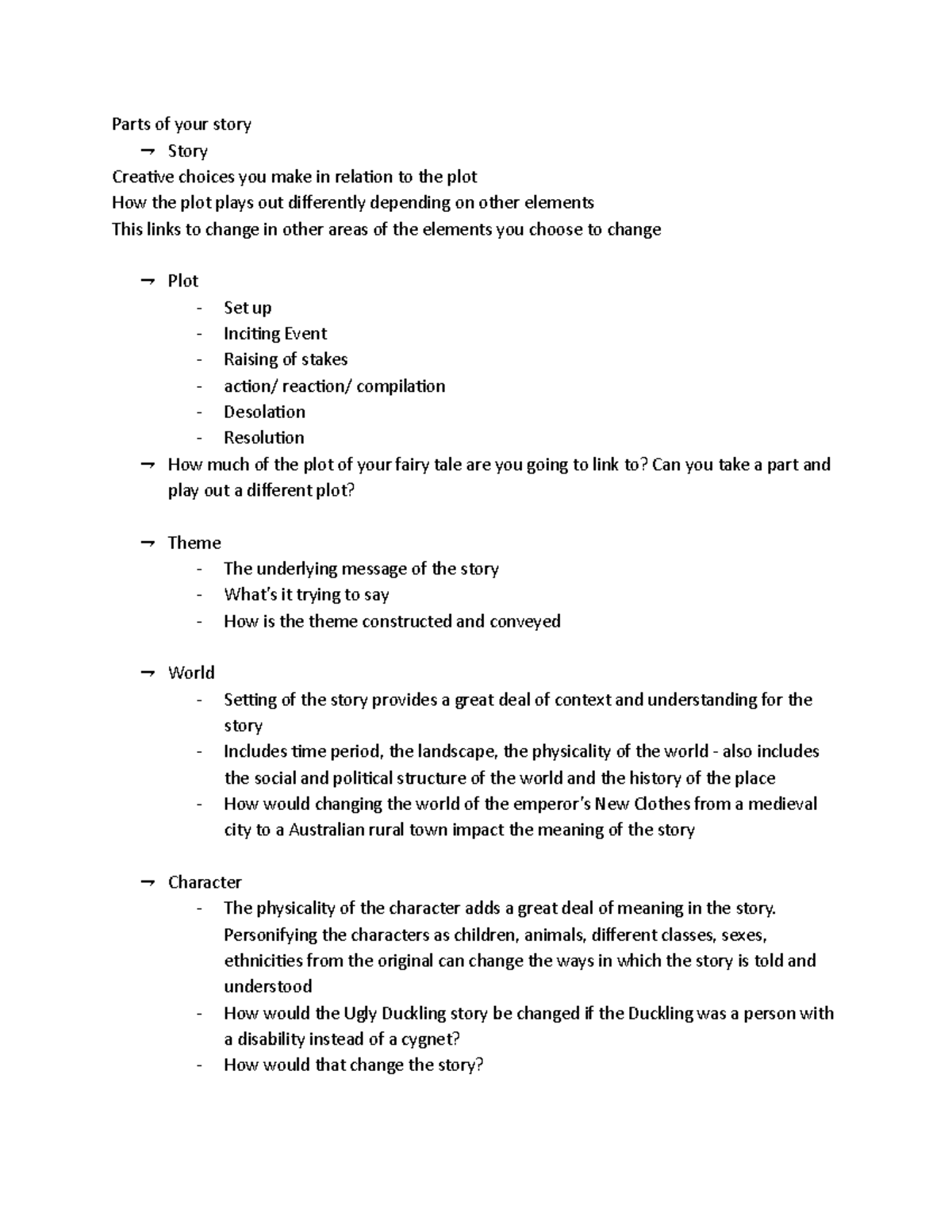 Week 2 Tutorial - Storytelling - Parts of your story ⇁ Story Creative ...