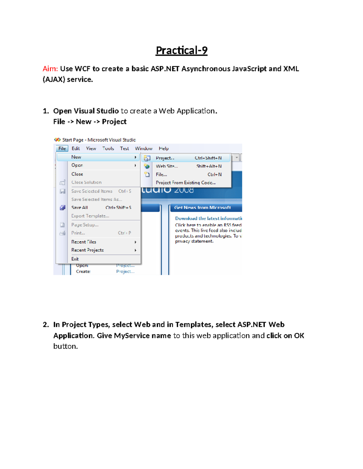 Practical-9 - Artificial Intelligence pract9 pdf - Practical- Aim: Use WCF to create a basic ASP ...