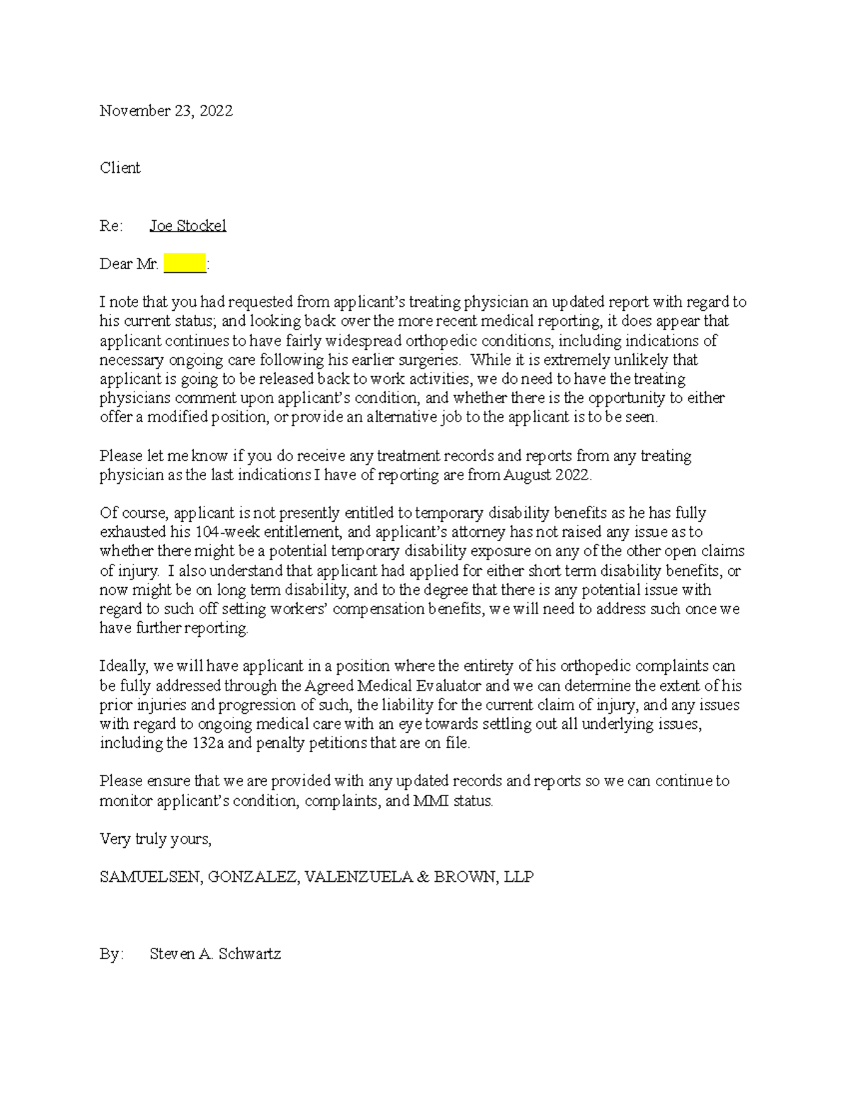 41206554-112322 SAS LC Joe Stockel - November 23, 2022 Client Re: Joe ...