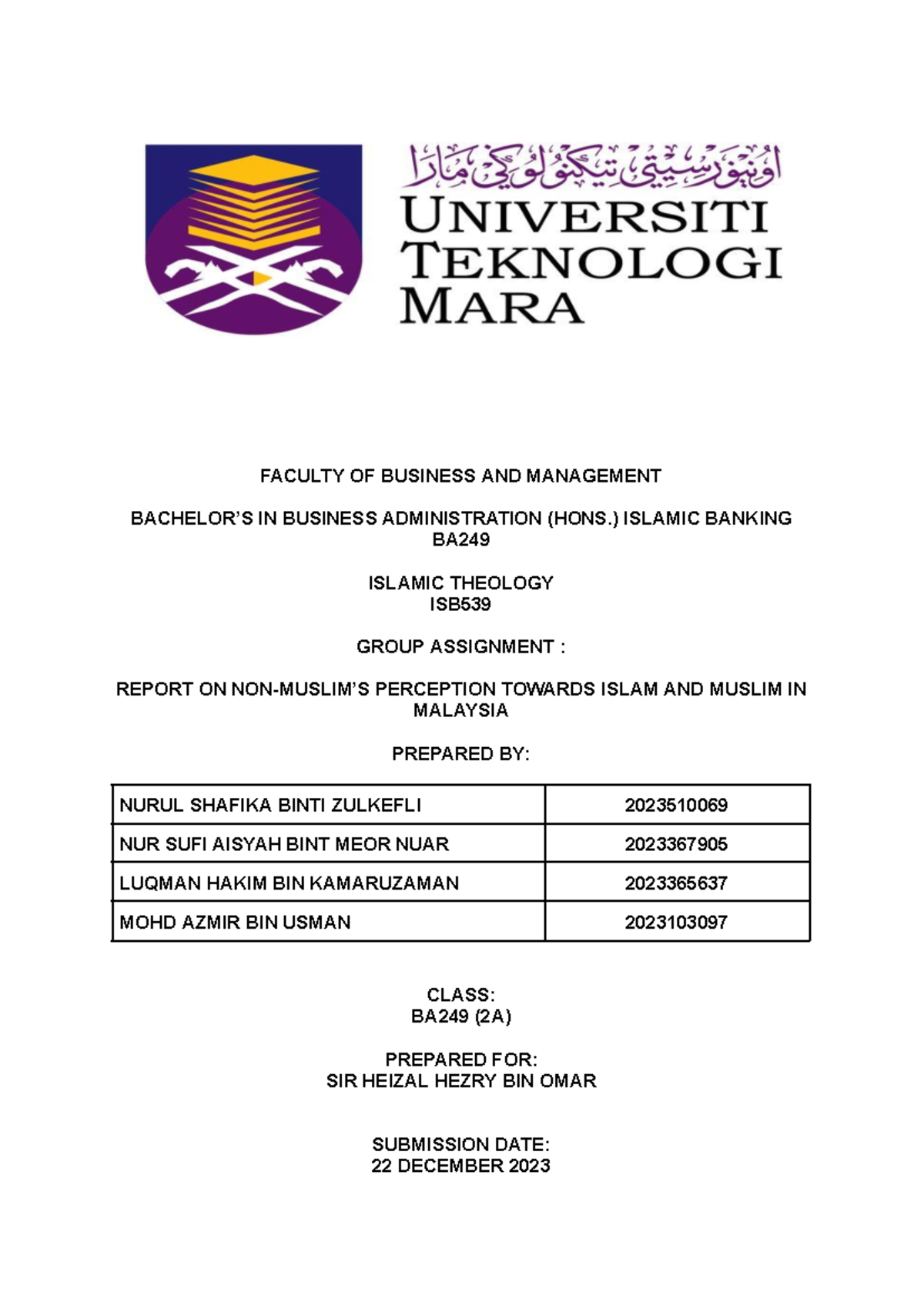 ISB539 Group Assignmentu - FACULTY OF BUSINESS AND MANAGEMENT BACHELOR ...