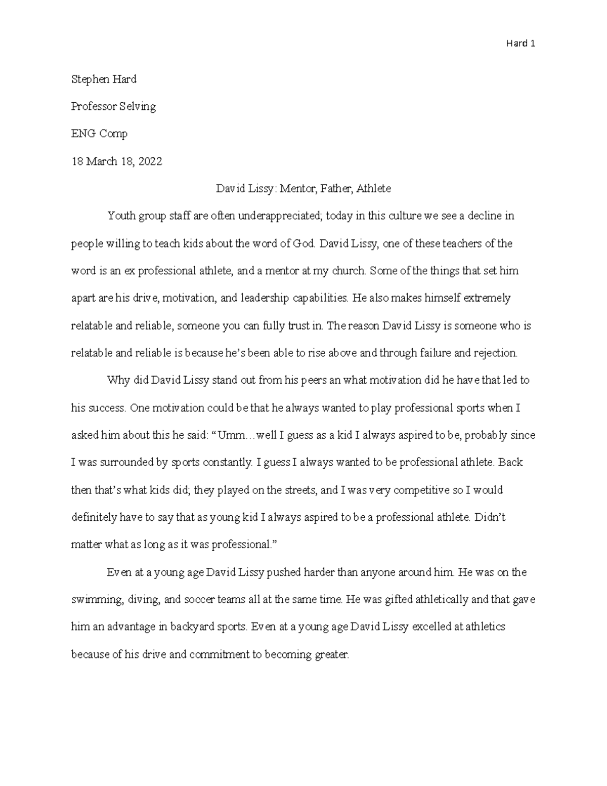 David Lissy - short interview - Hard 1 Stephen Hard Professor Selving ...