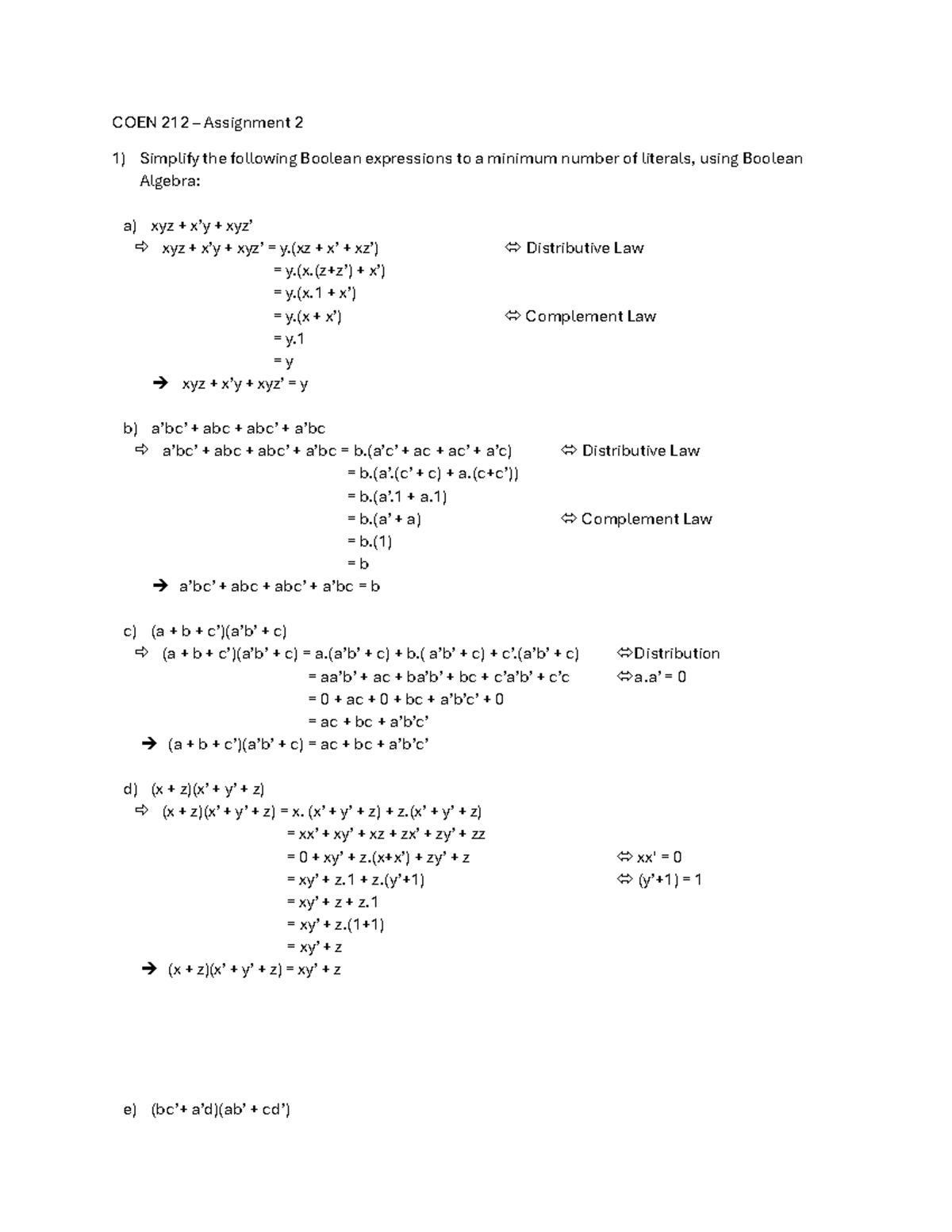 COEN 212 ass2 - second assignment - midterm material - COEN 212 ...