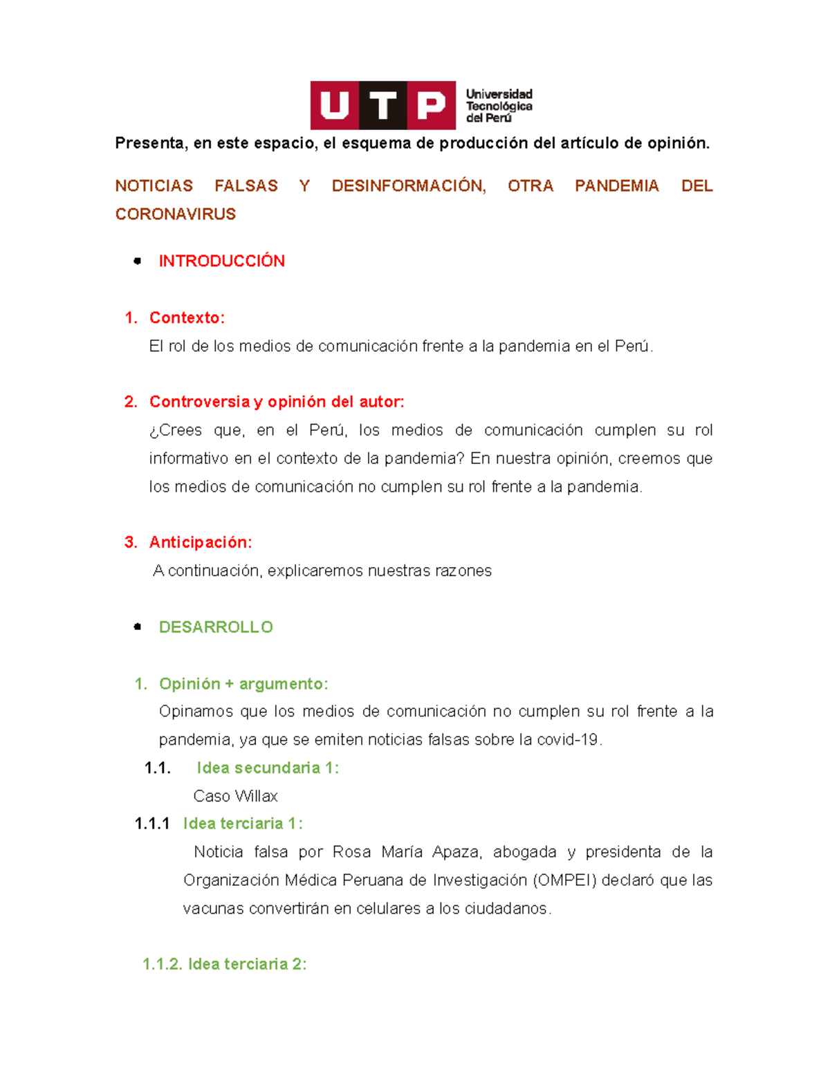 Comprensión GC N04I Consigna PC 2 21C2A - Presenta, en este espacio, el esquema de producción ...