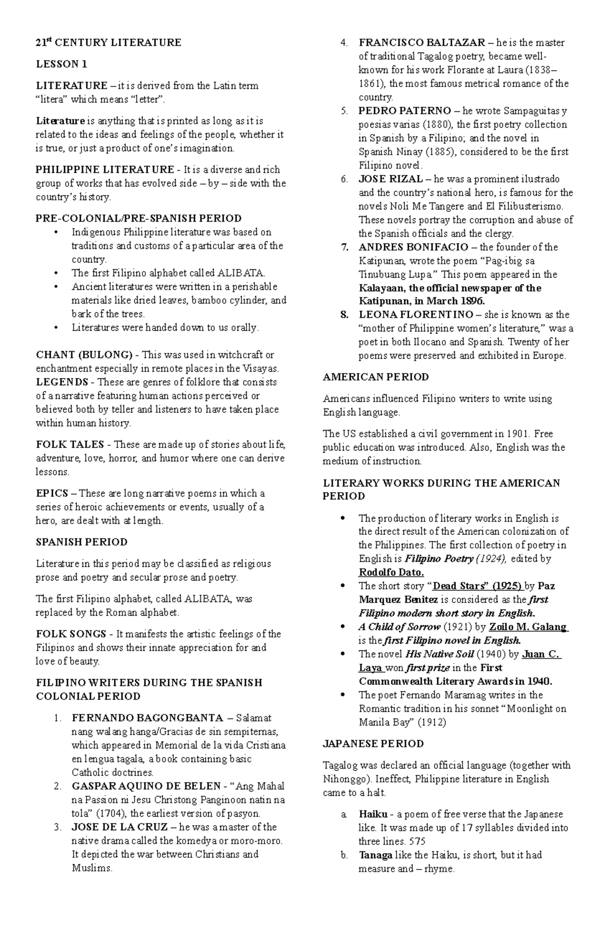 21st Century Literature Reviewer - 21 st CENTURY LITERATURE LESSON 1 ...